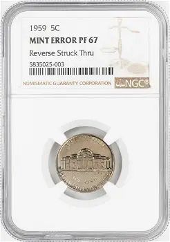 1959 Proof Jefferson Nickel Coin NGC Mint Error PF67 - For Sale, Buy ...