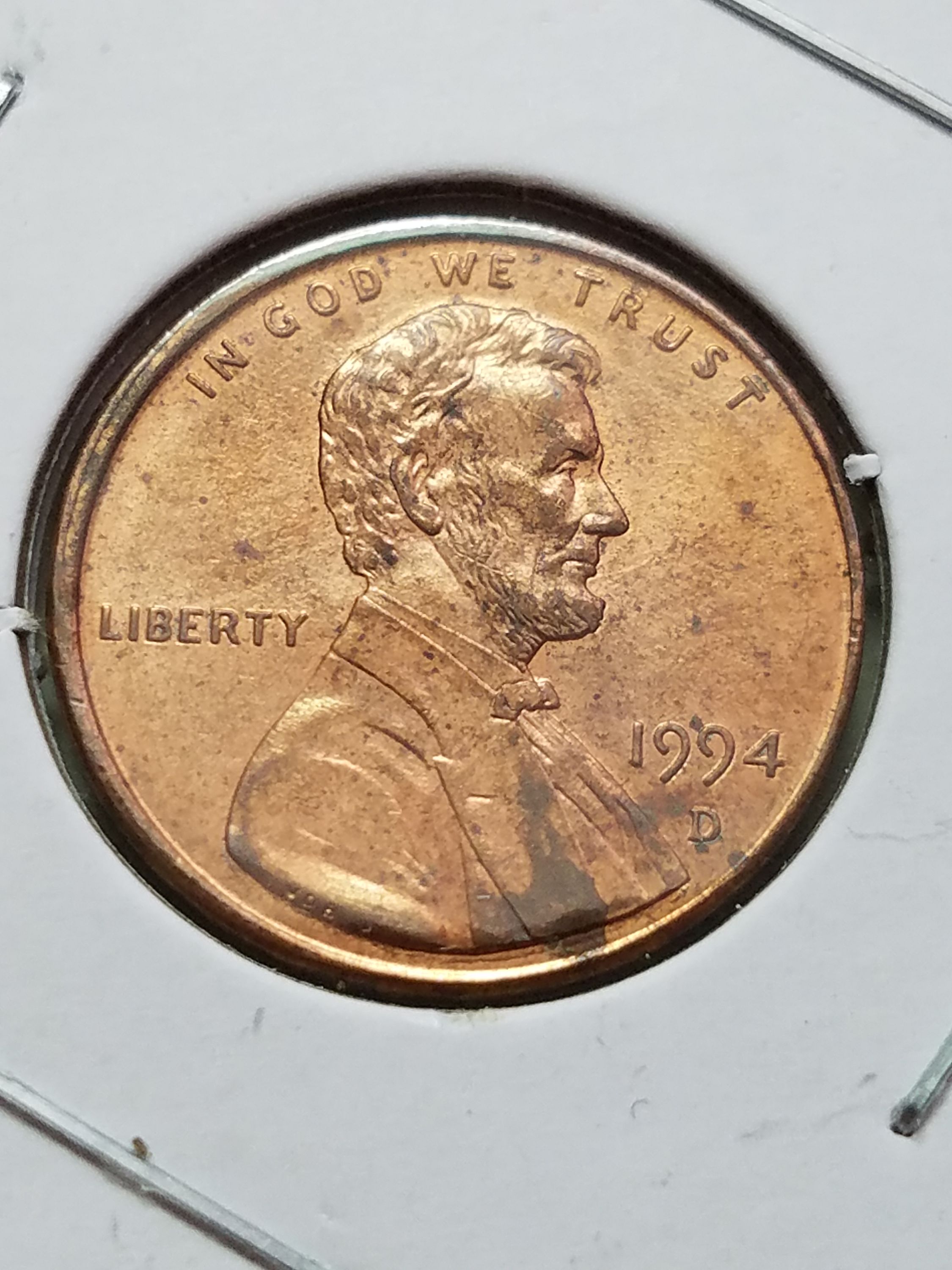 1994 D Lincoln Penny DDO Off Center Toned - For Sale, Buy Now Online ...