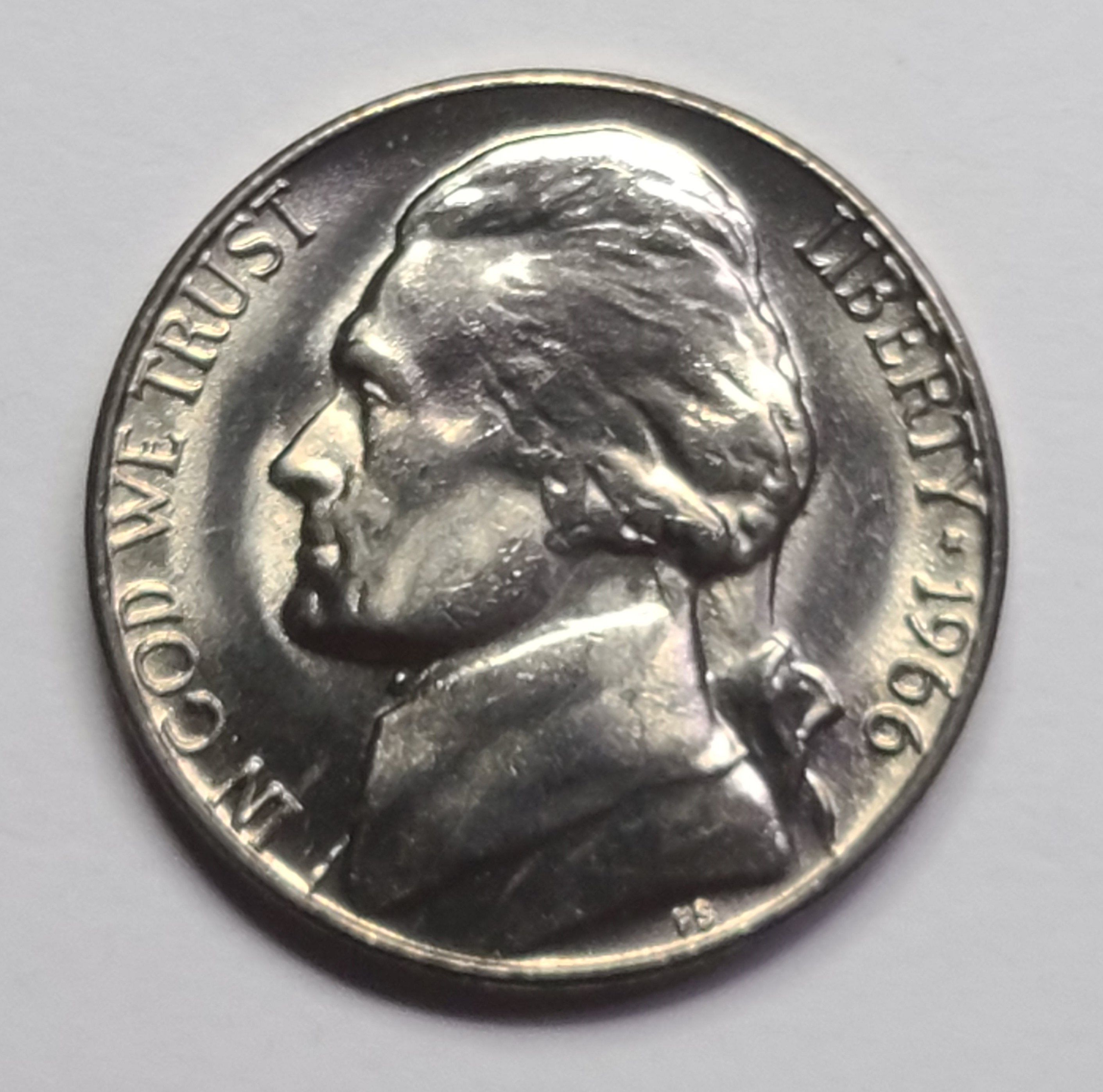 1966 (Business Strike) Jefferson Nickel MS-65 (GEM) Average Strike ...