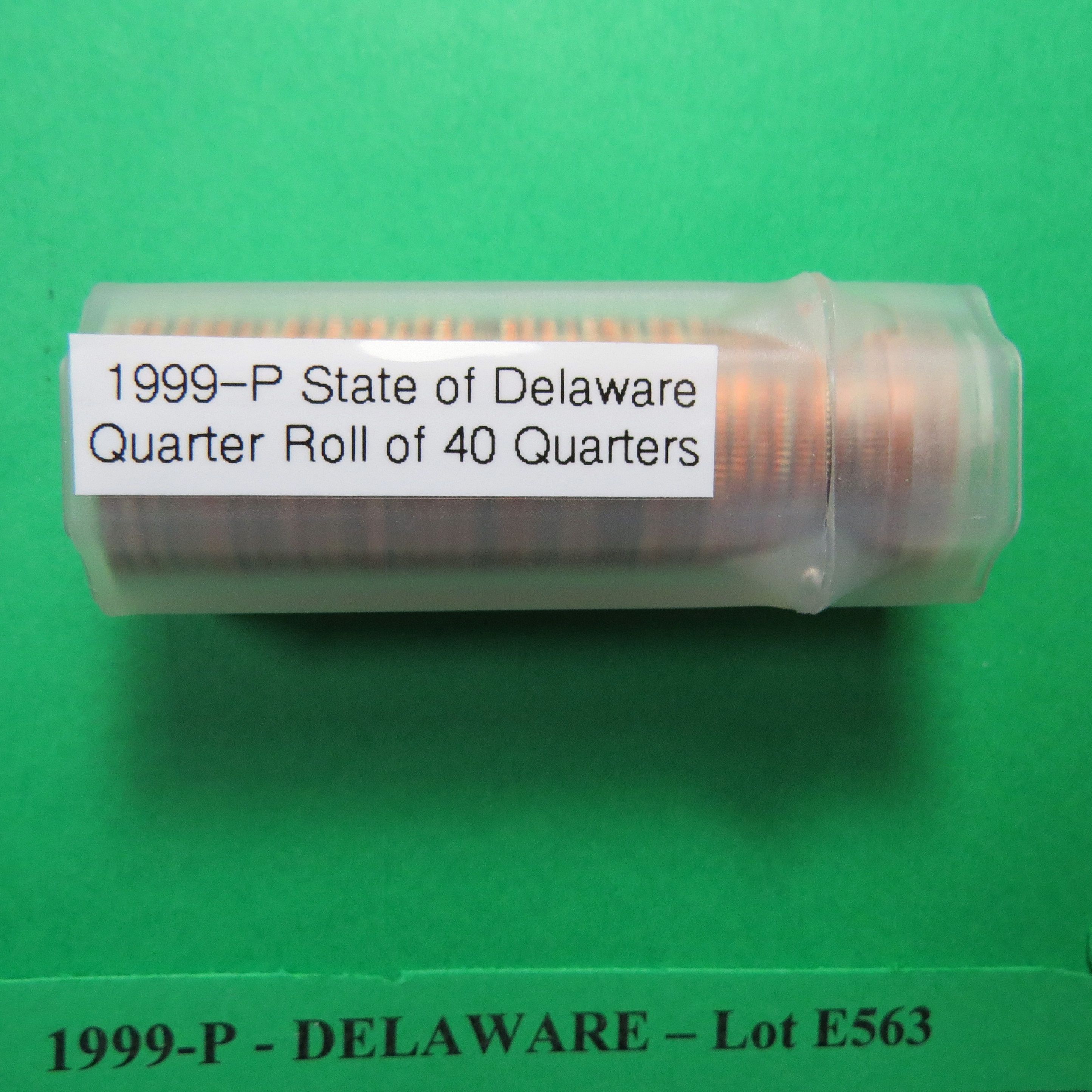 1999-P DELAWARE UNCIRCULATED STATE QUARTER ROLL (40 COINS) Lot E563 ...