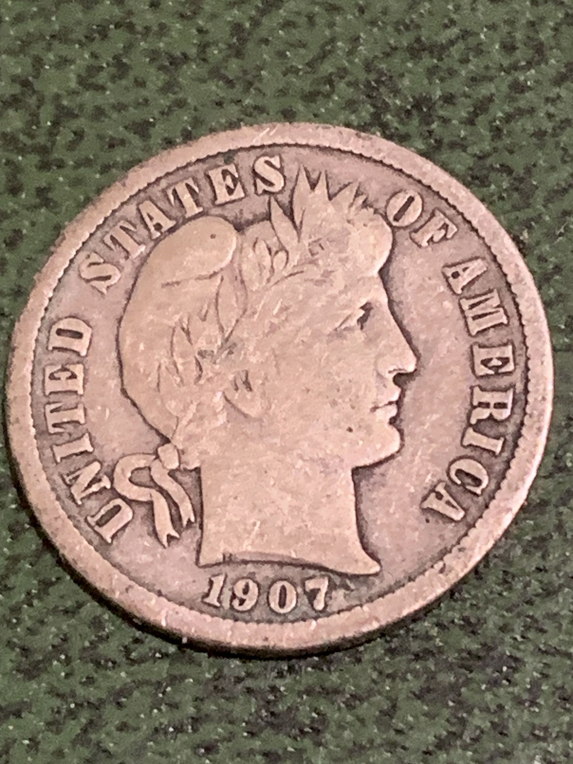 1907-P Silver Barber Dime - For Sale, Buy Now Online - Item #792476