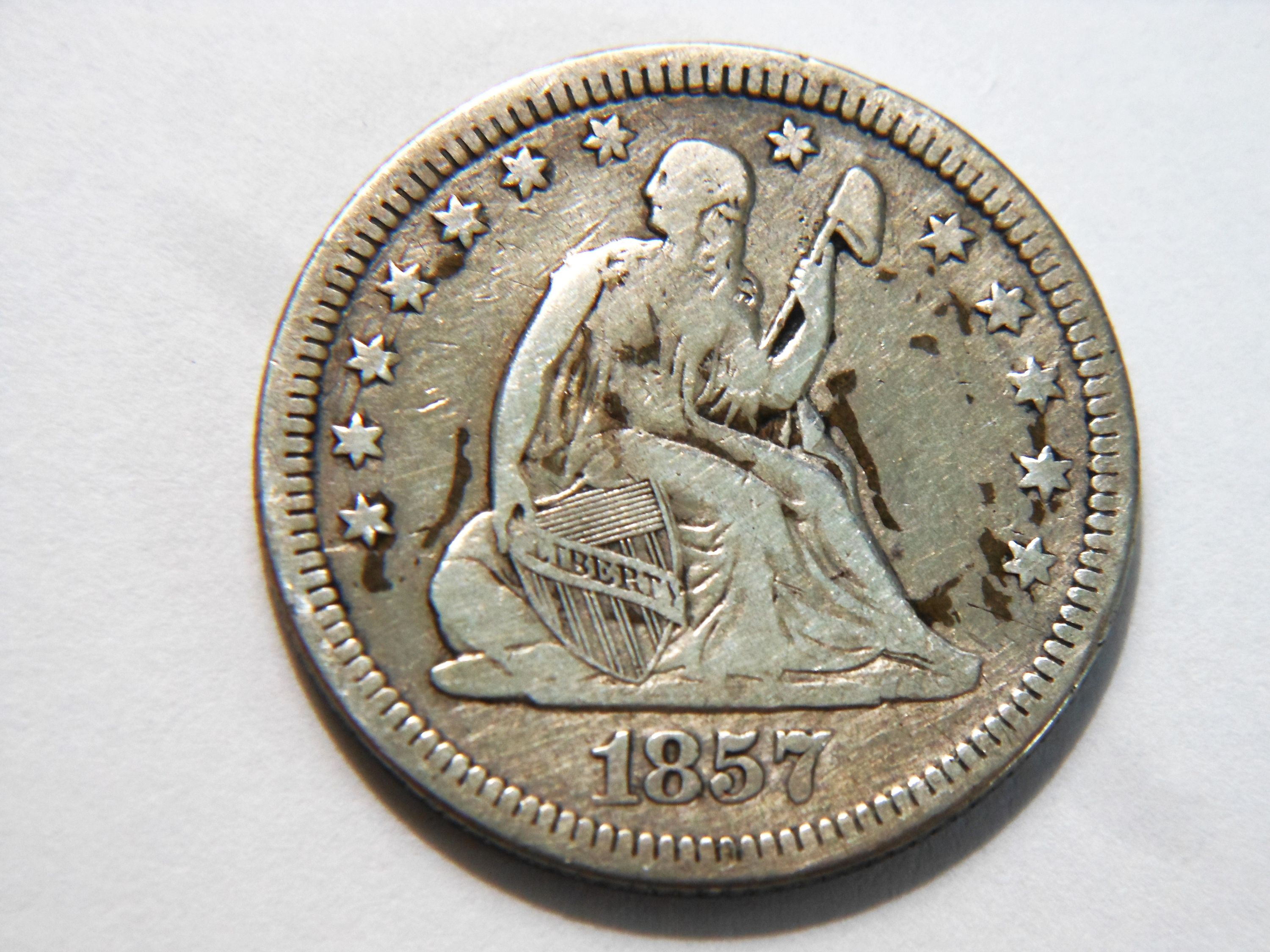 1857-P Silver Seated Liberty Quarter - For Sale, Buy Now Online - Item ...