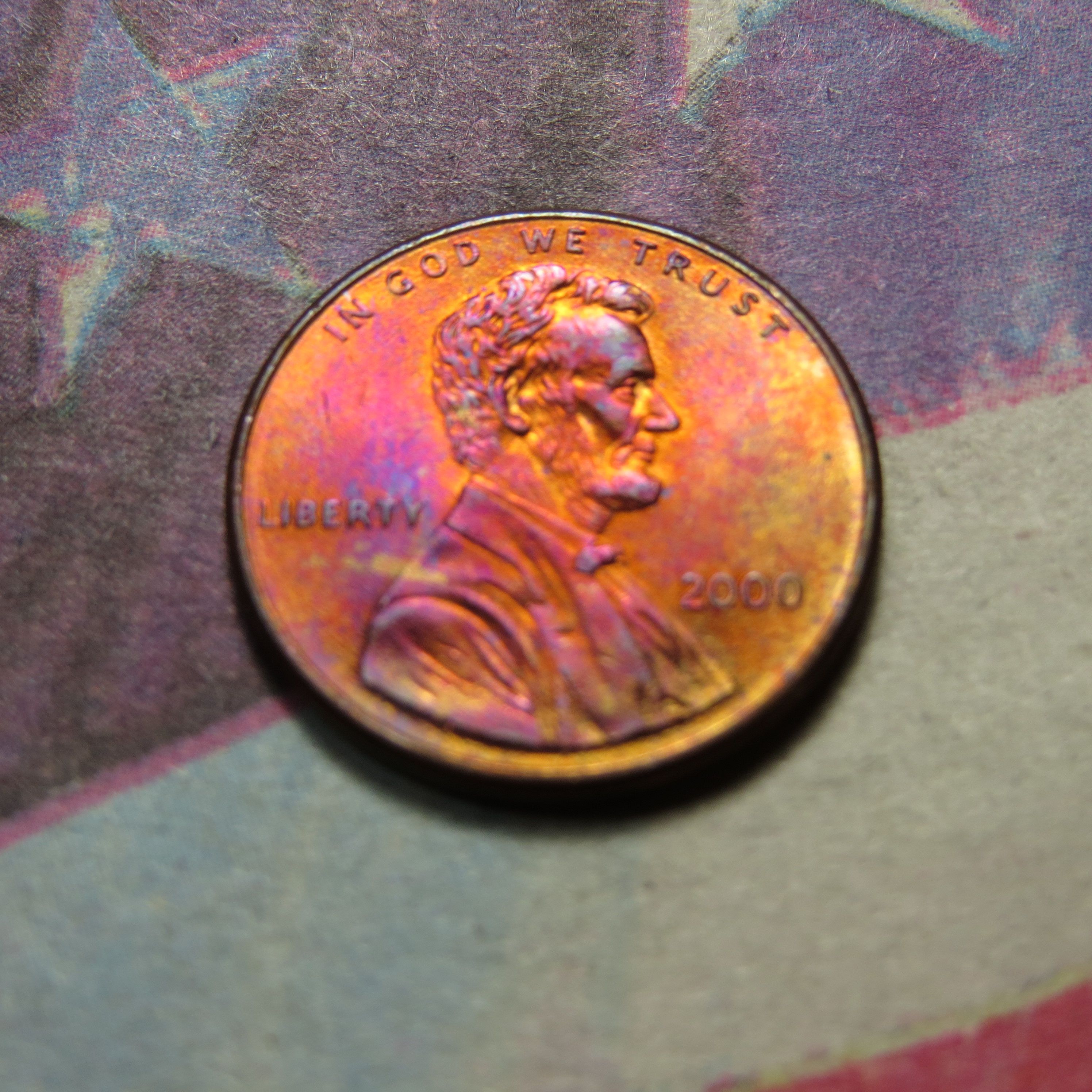 2000 LINCOLN CENT *BEAUTIFUL & COLORFUL TONING* Lot E898 - For Sale ...