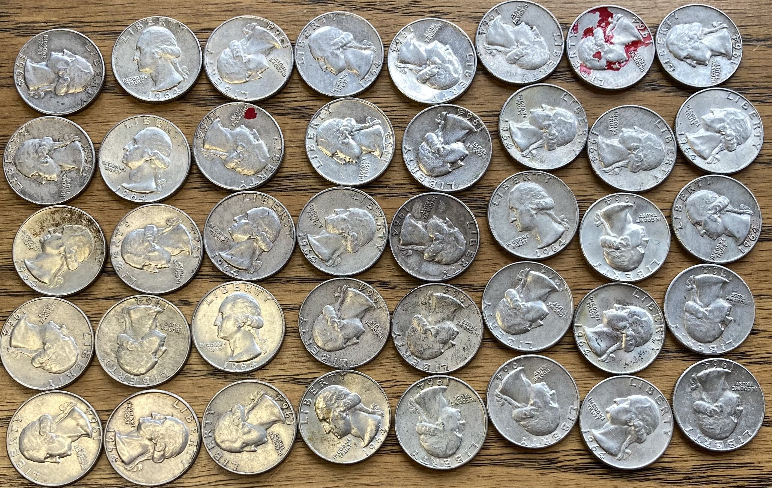 1 roll 40 1964D Washington quarters - For Sale, Buy Now Online - Item ...