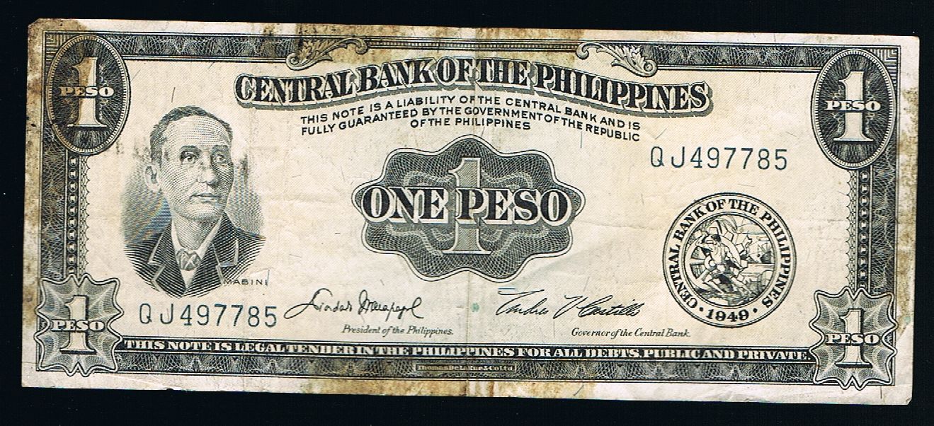 1 Peso, Philippines, ND (1965-1967) - For Sale, Buy Now Online - Item ...