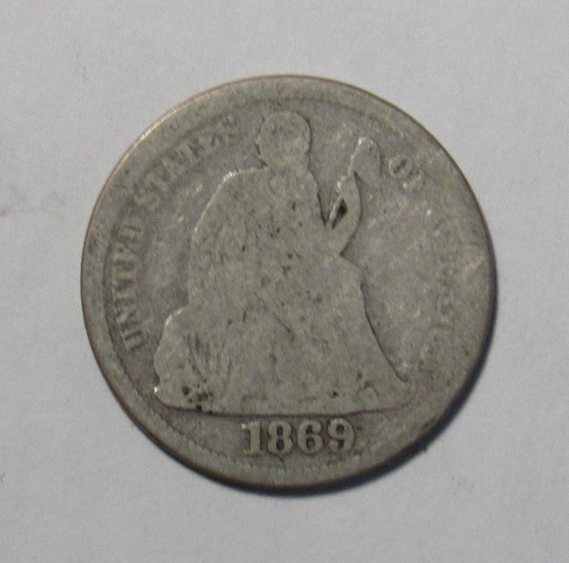 1869 P Seated Liberty Dime on circulated condition - For Sale, Buy Now ...