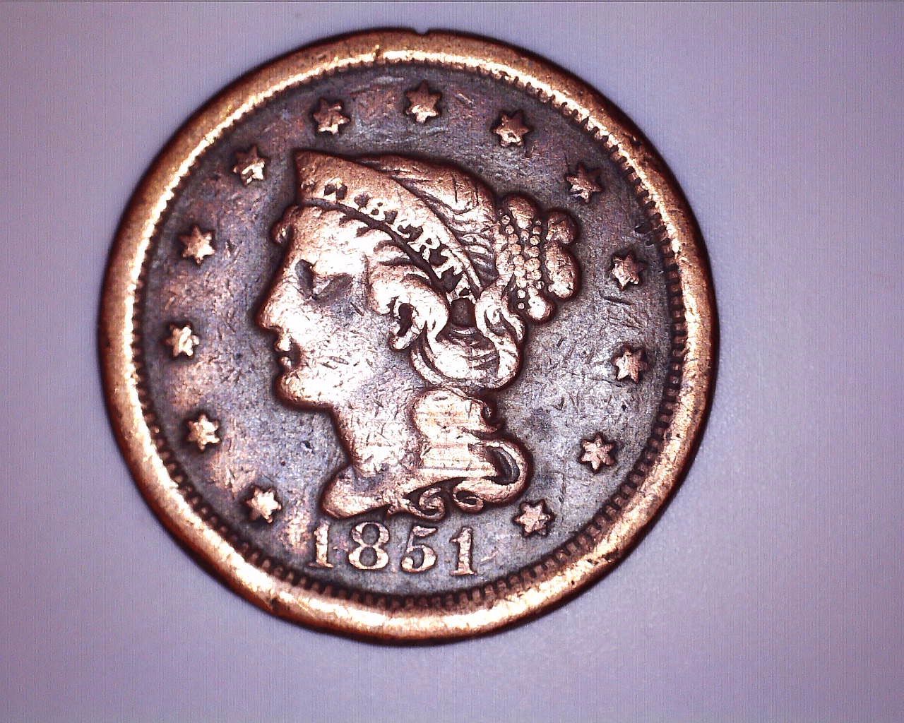 1851 Braided Hair Large Cent-NEW LOWER PRICE - For Sale, Buy Now Online ...