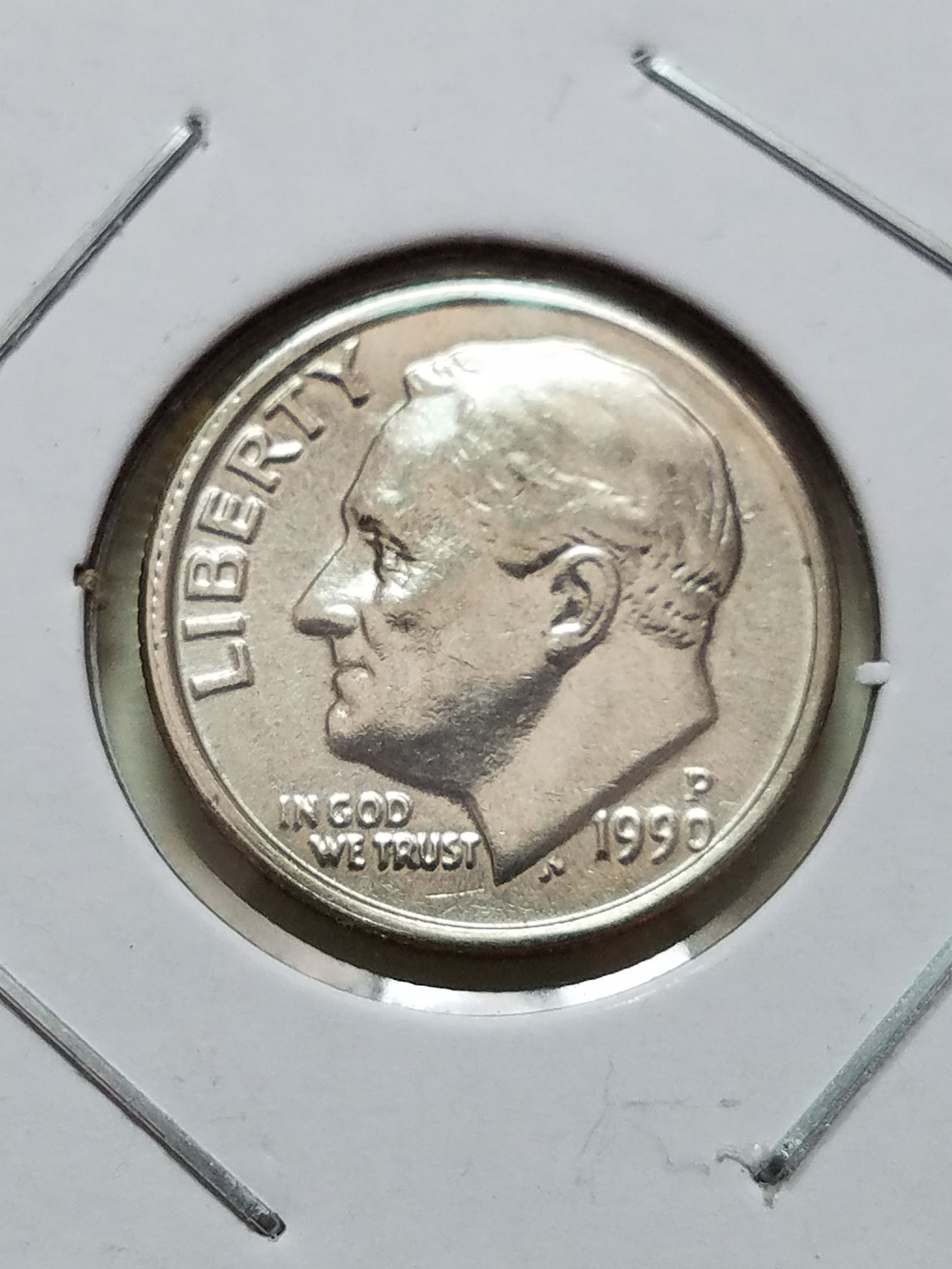 1990 P Roosevelt Dime Partial Obverse Collar Clash Error - For Sale ...