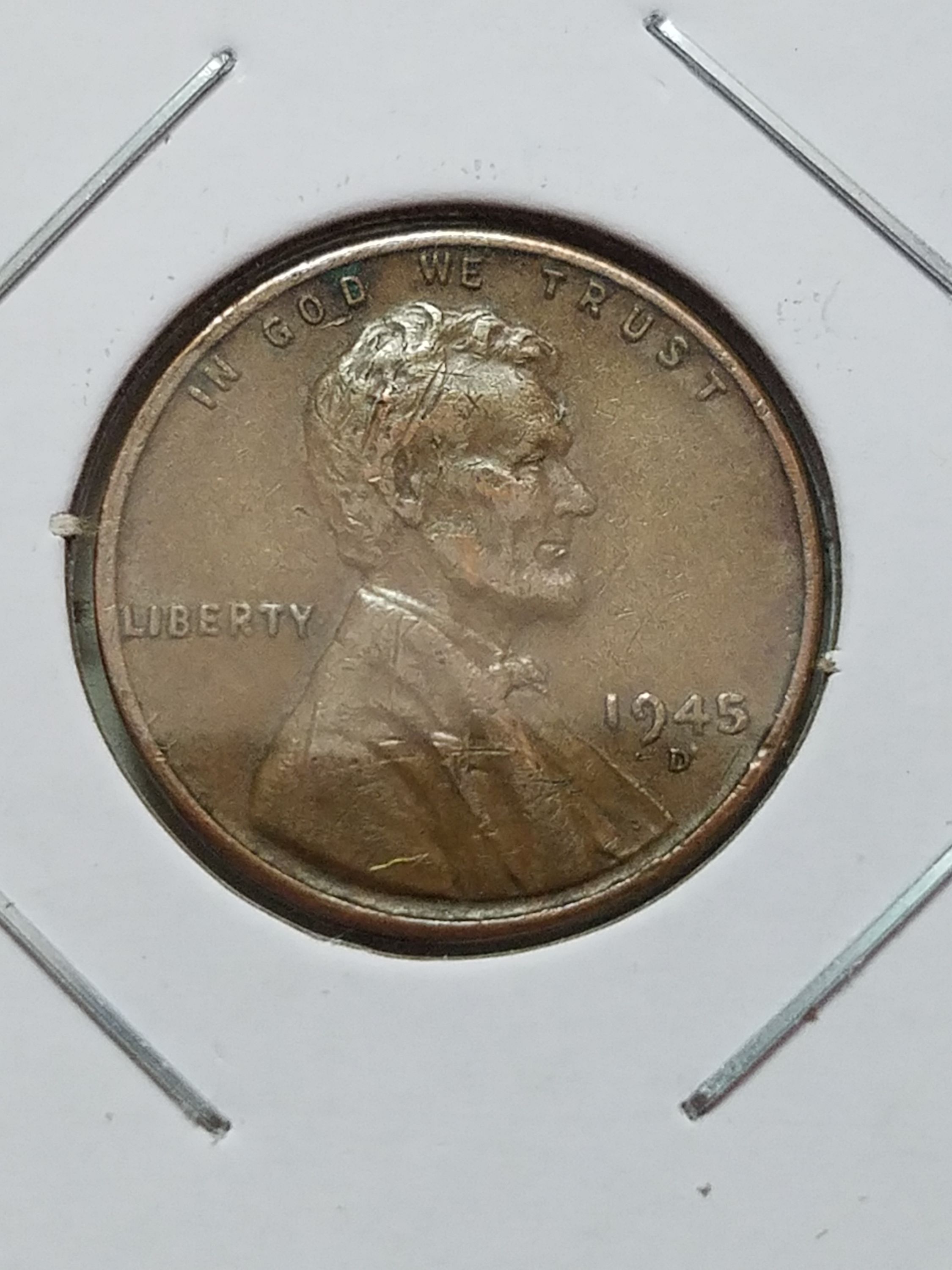 1945 D Lincoln Wheat Cent Penny Delamination Planchet Error and Strike ...