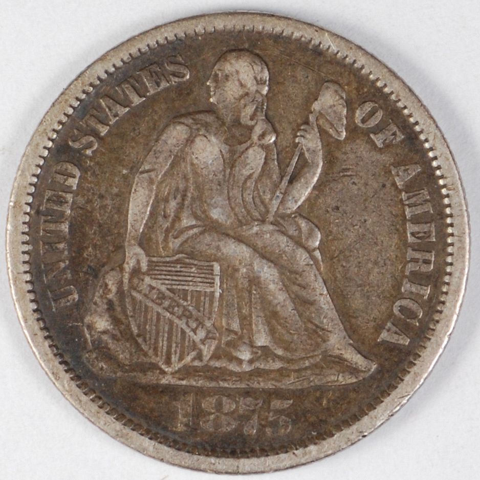 1875-CC SEATED LIBERTY DIME, HIGH GRADE & ORIGINAL. CC ABOVE BOW. Free ...
