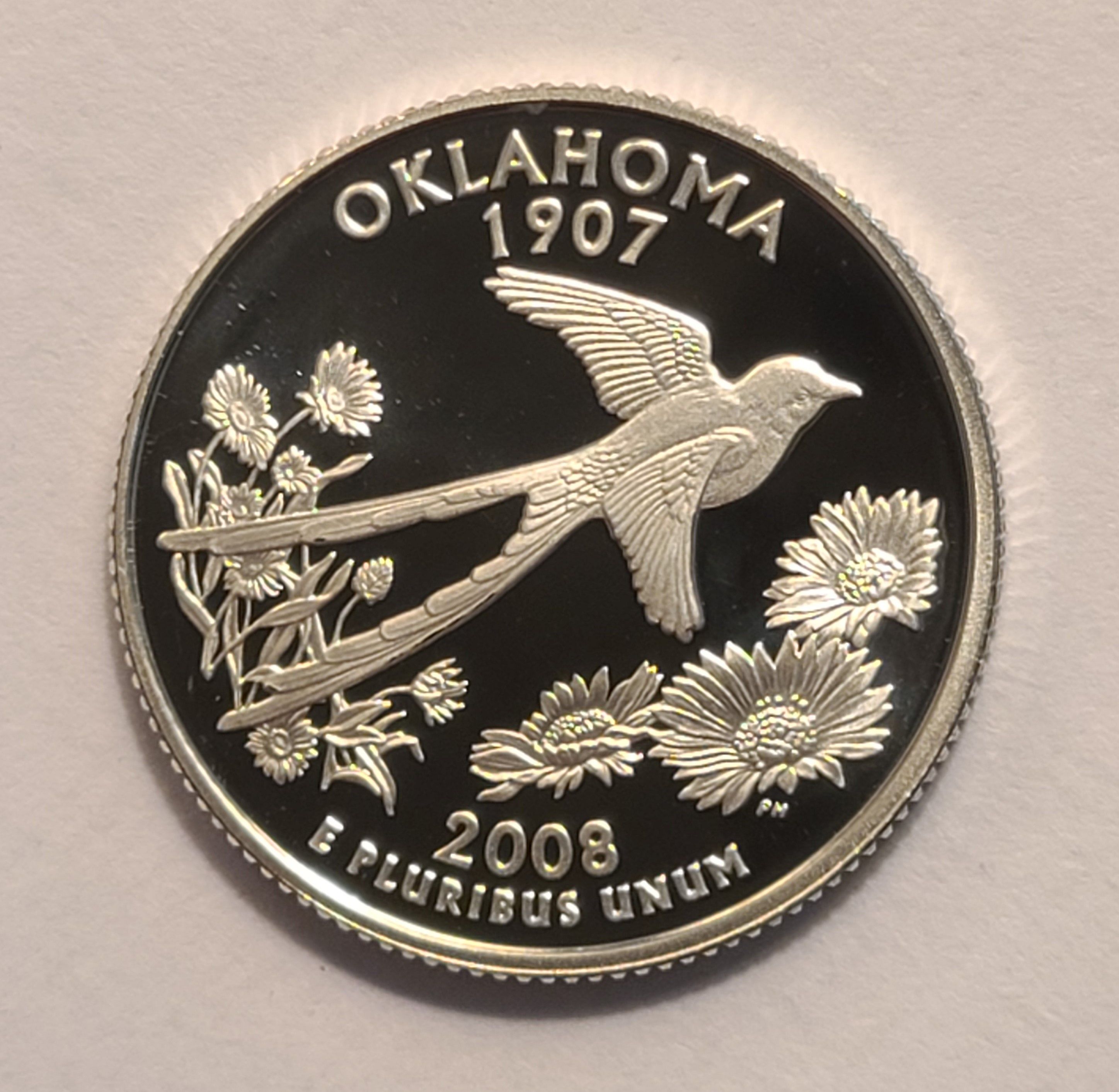 Statehood Quarter 2008-S Oklahoma SILVER Proof-66 (GEM+) - For Sale ...