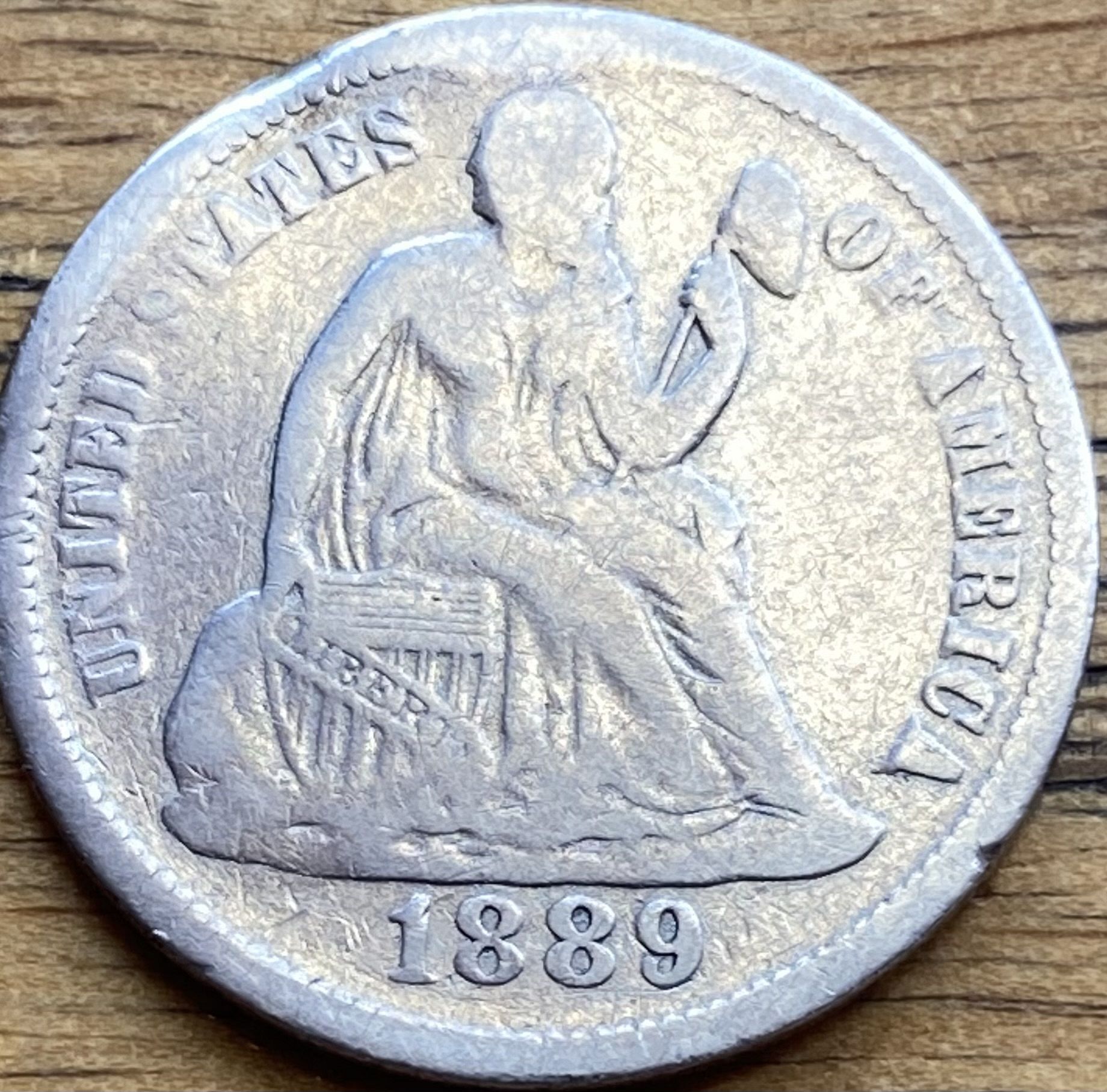 1889 seated liberty dime in VERY GOOD condition with rim damage - For ...