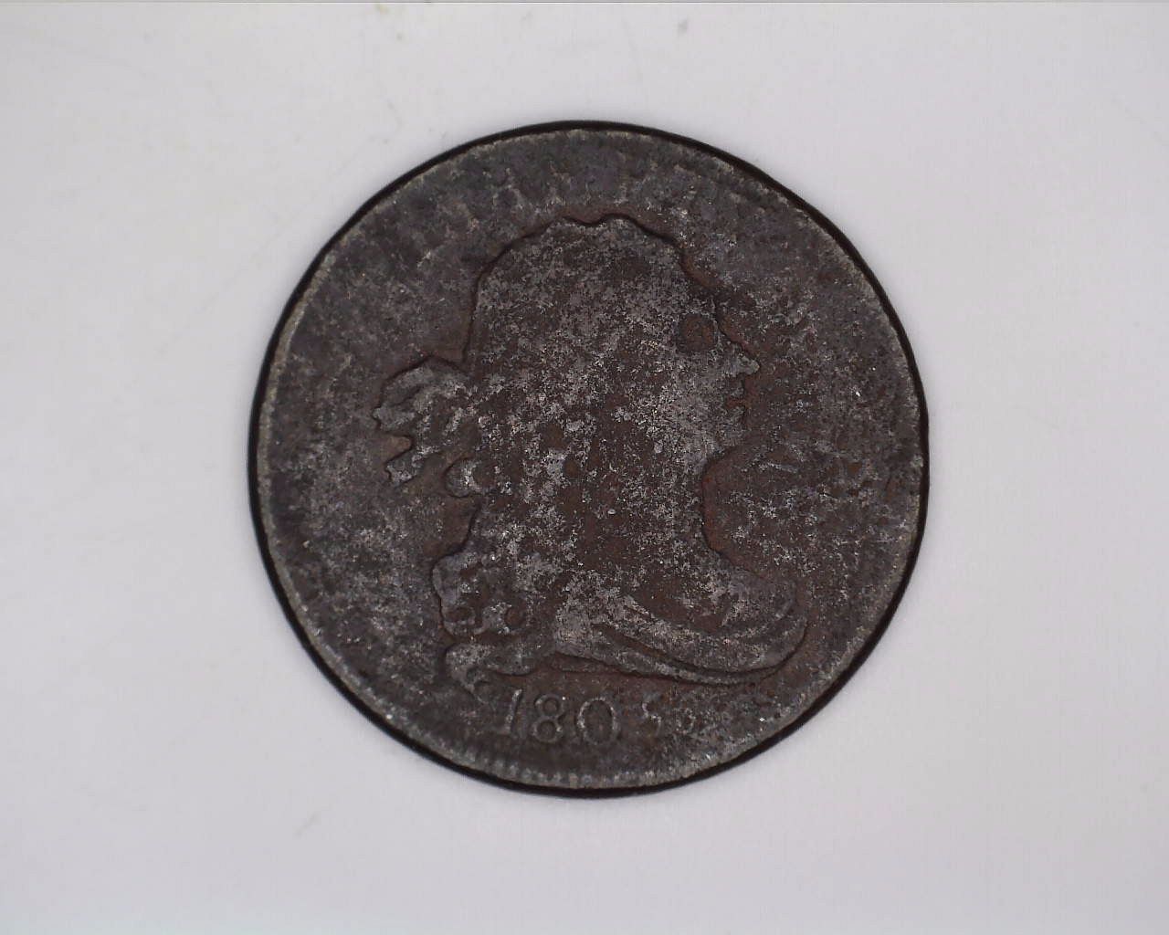1805 P Draped Bust Half Cents: All Varieties. coin is AG with pitting ...
