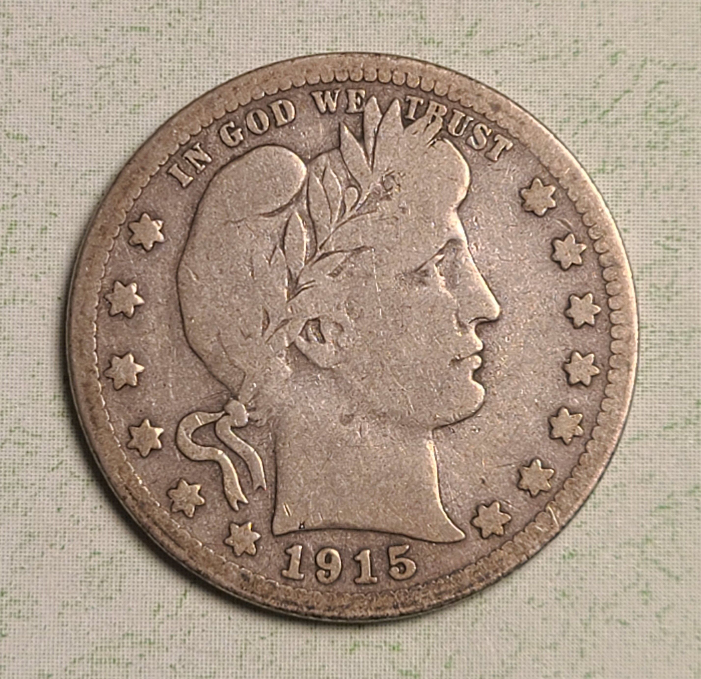 1915-S Barber Quarter Very Good-8 - For Sale, Buy Now Online - Item #824462