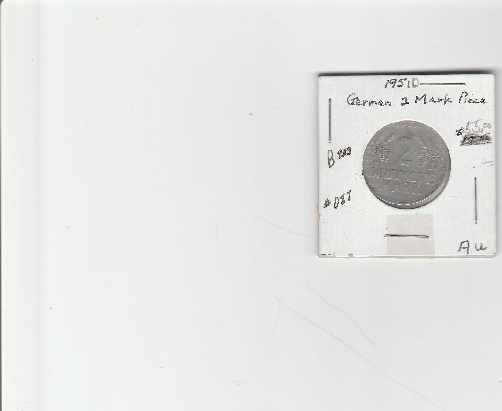 1951 D GERMANY 2 MARK - For Sale, Buy Now Online - Item #825809