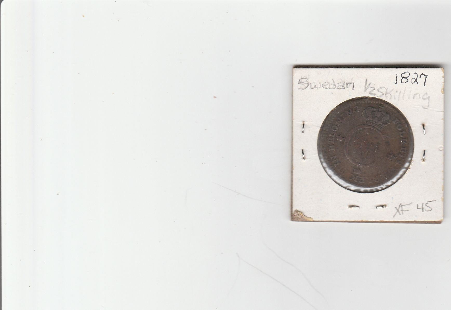 1827 SWEDEN 1/2 SKILLING - For Sale, Buy Now Online - Item #825820