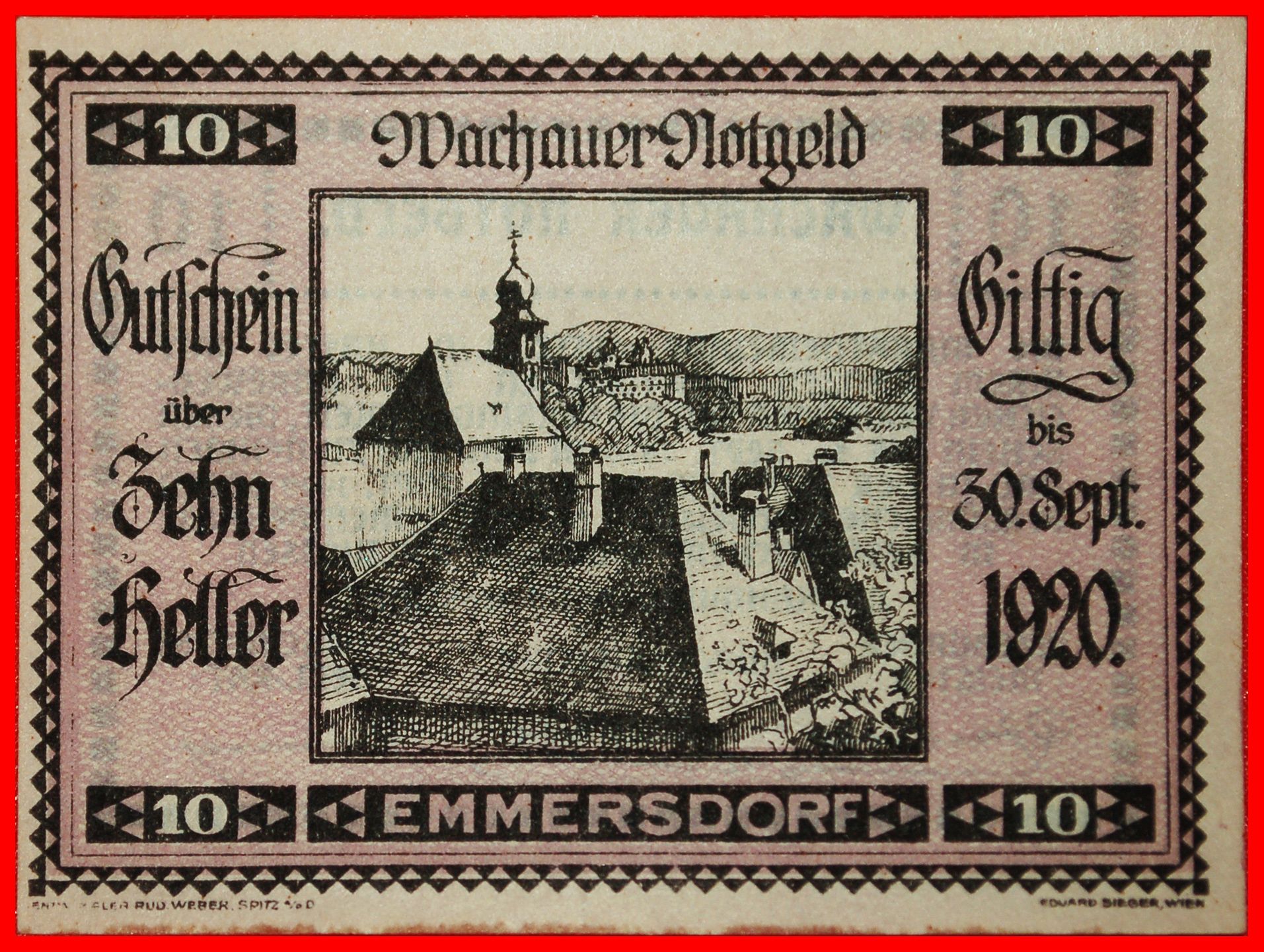 VIENNA: AUSTRIA EMMERSDORF ★ 10 HELLERS 1920 UNC CRISP! - For Sale, Buy ...