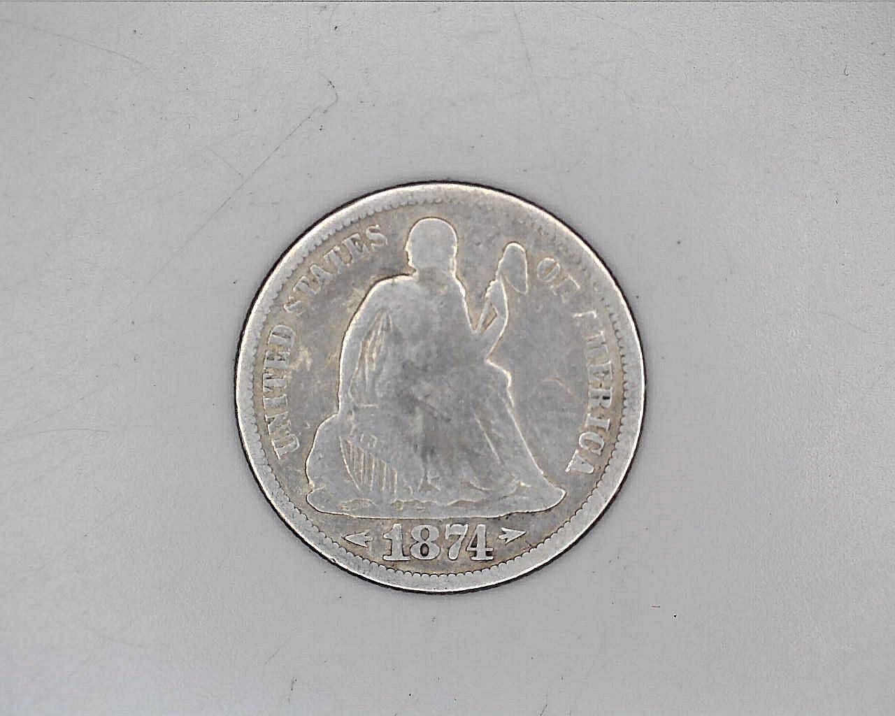 1874 P Seated Liberty Dime in Vine condition - For Sale, Buy Now Online ...