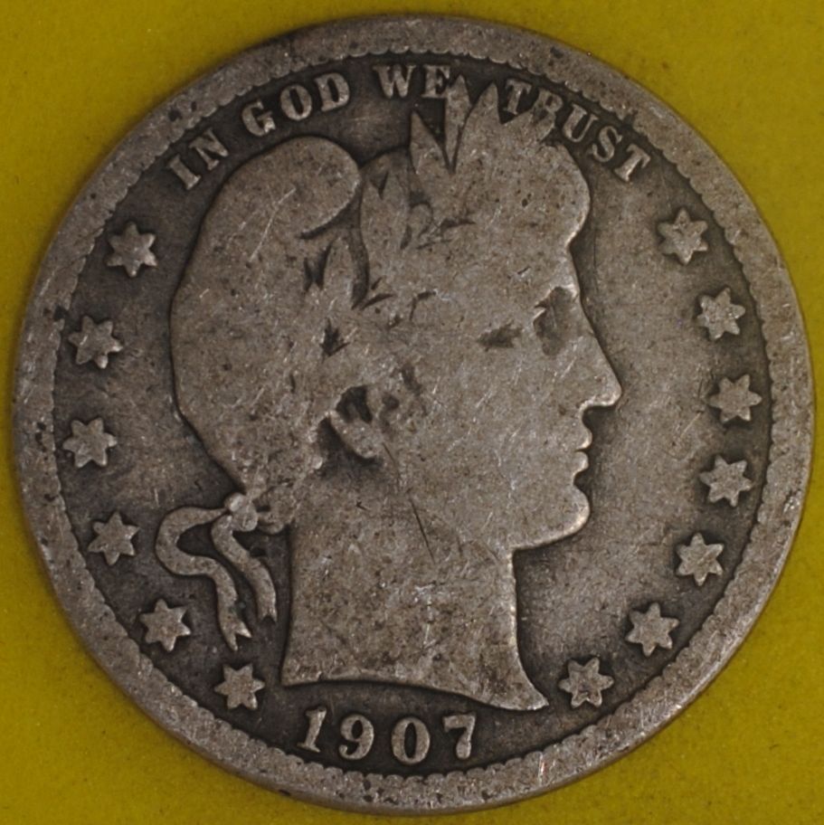 1907 Barber Quarter Good - For Sale, Buy Now Online - Item #834466