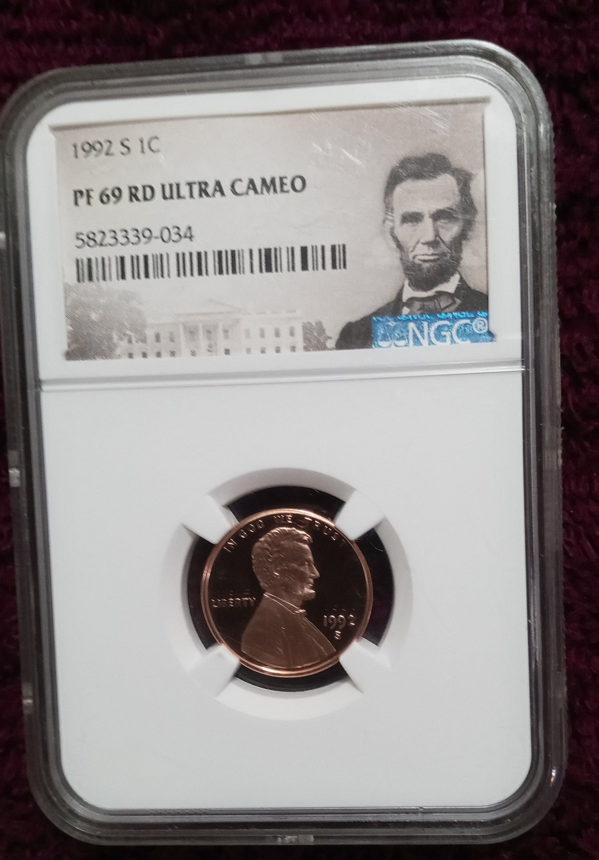 1992-S 1C RD PROOF ULTRA CAMEO Lincoln Memorial One Cent NGC PF69RD ...