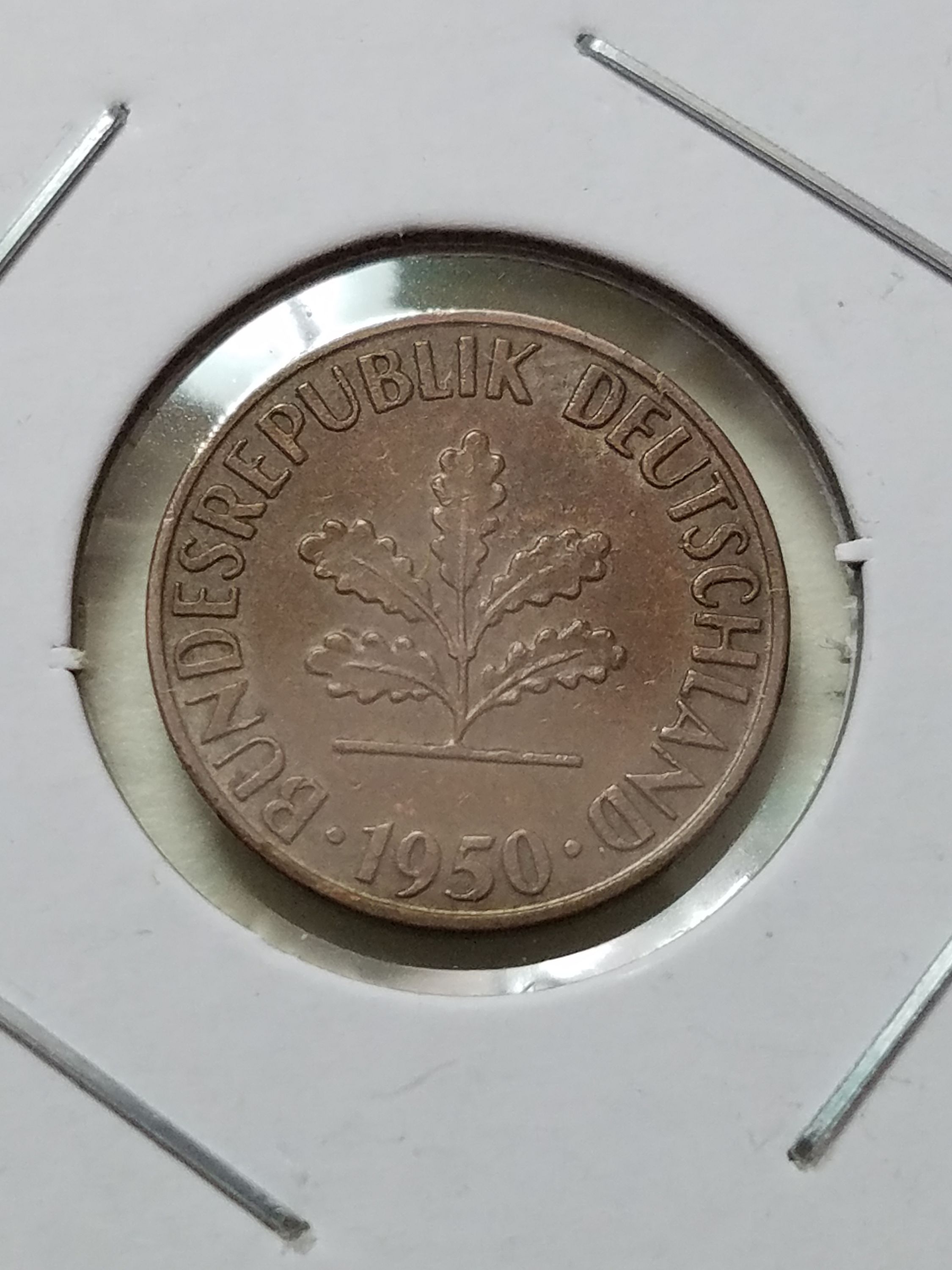 1950 D Germany 1 Pfennig One Straight Stalk - For Sale, Buy Now Online ...