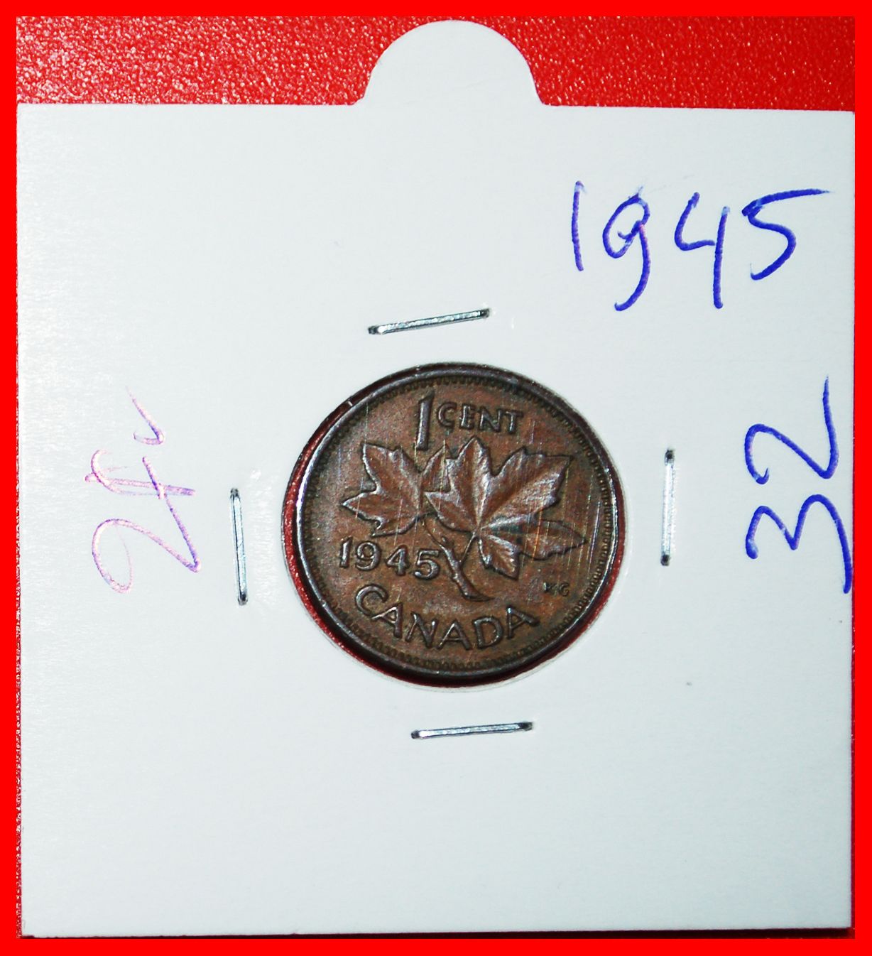 WAR ISSUE (1939-1945): CANADA ★ 1 CENT 1945! GEORGE VI (1937-1952) IN ...