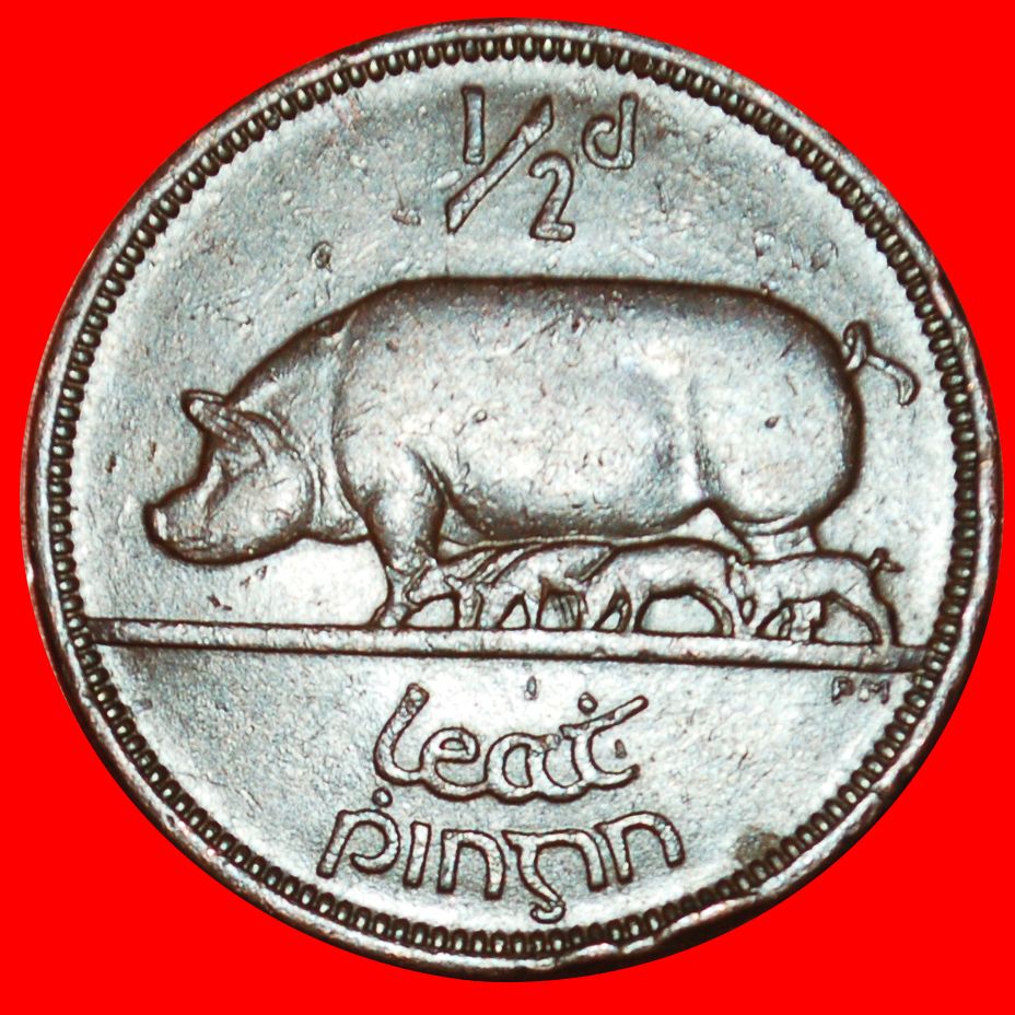 GREAT BRITAIN (1939-1967): IRELAND ★ 1/2 PENNY 1943 PIG WAR ISSUE (1939 ...