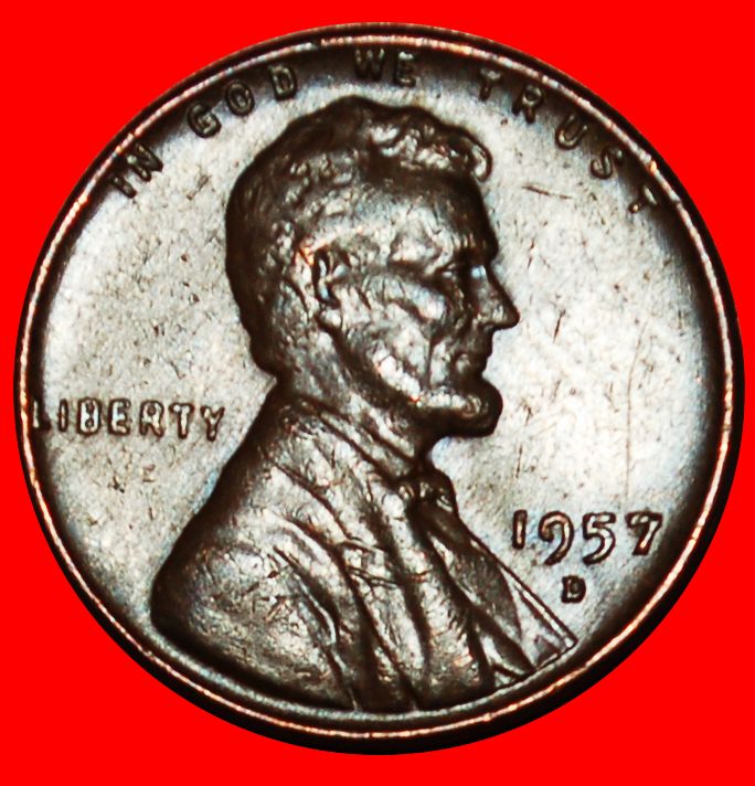 2 SOLD WHEAT PENNY (1909-1958): USA ★ 1 CENT 1957D! LINCOLN (1809-1865 ...