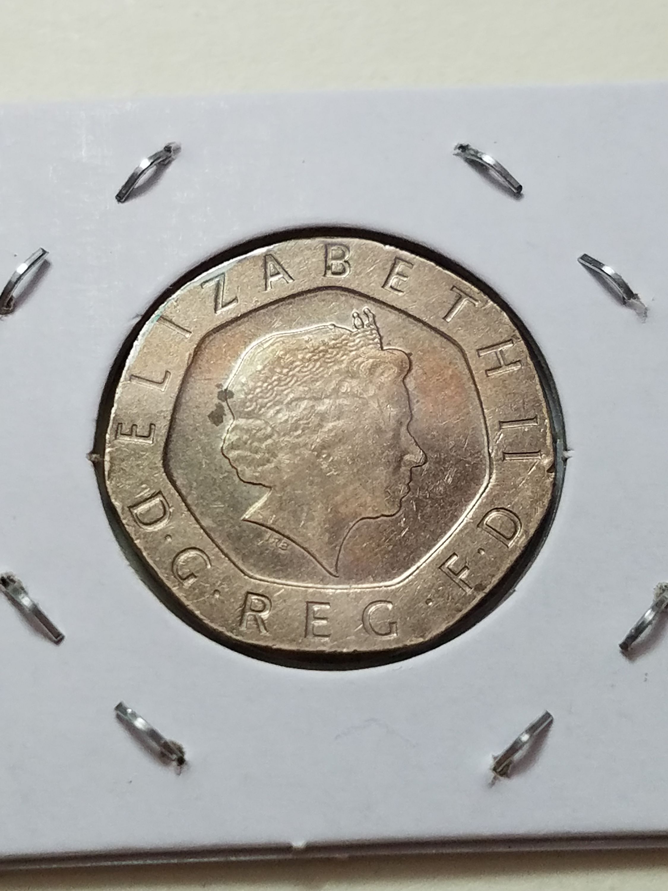 1998 UK 20 Pence - Elizabeth II 4th portrait; Tudor Rose United Kingdom ...