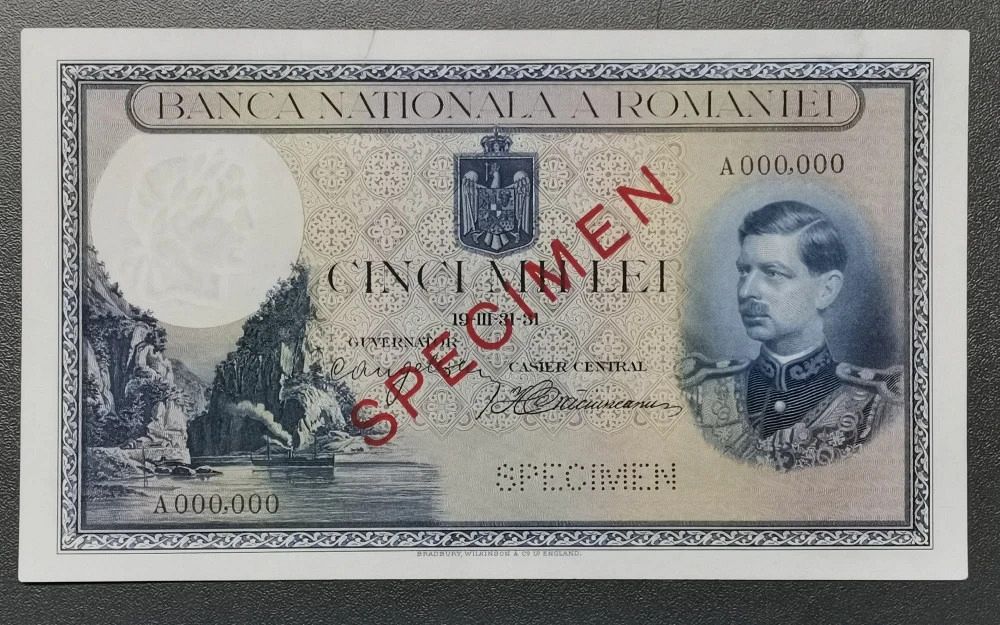 5000 Lei 1931 SPECIMEN Rare Item - For Sale, Buy Now Online - Item #839031