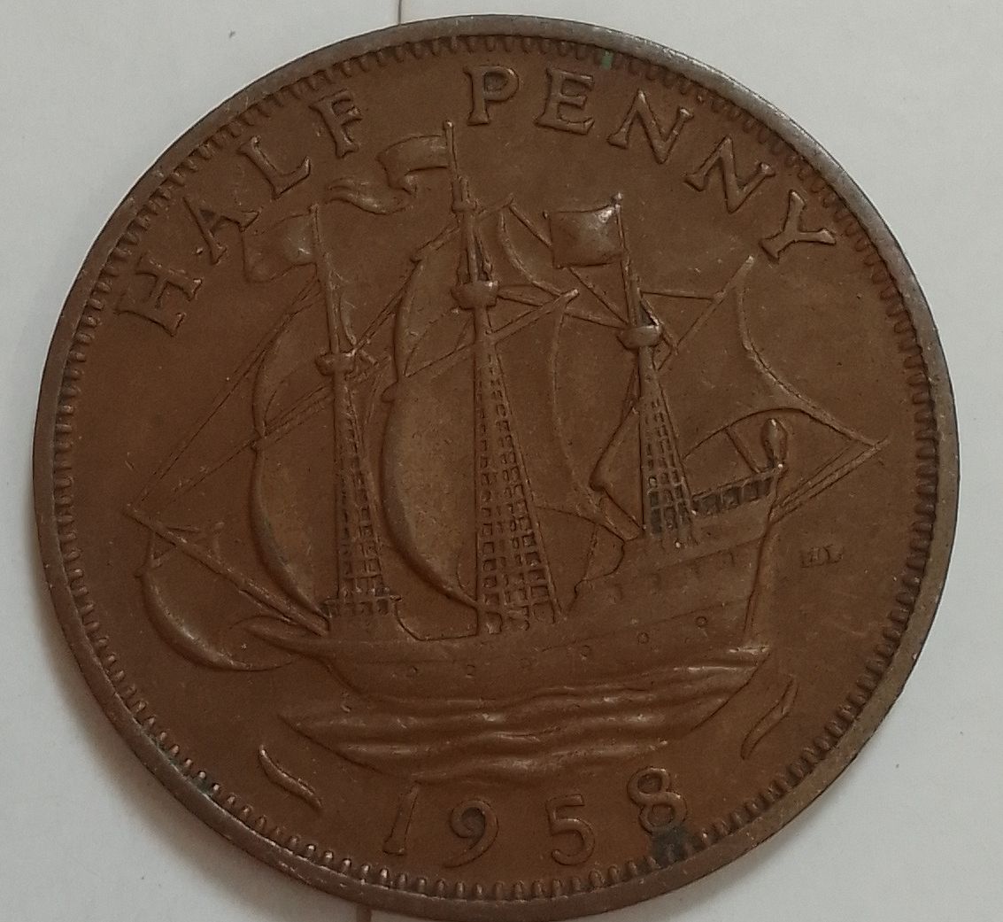 Great Britain 1958 Half Penny Elizabeth coin - For Sale, Buy Now Online ...