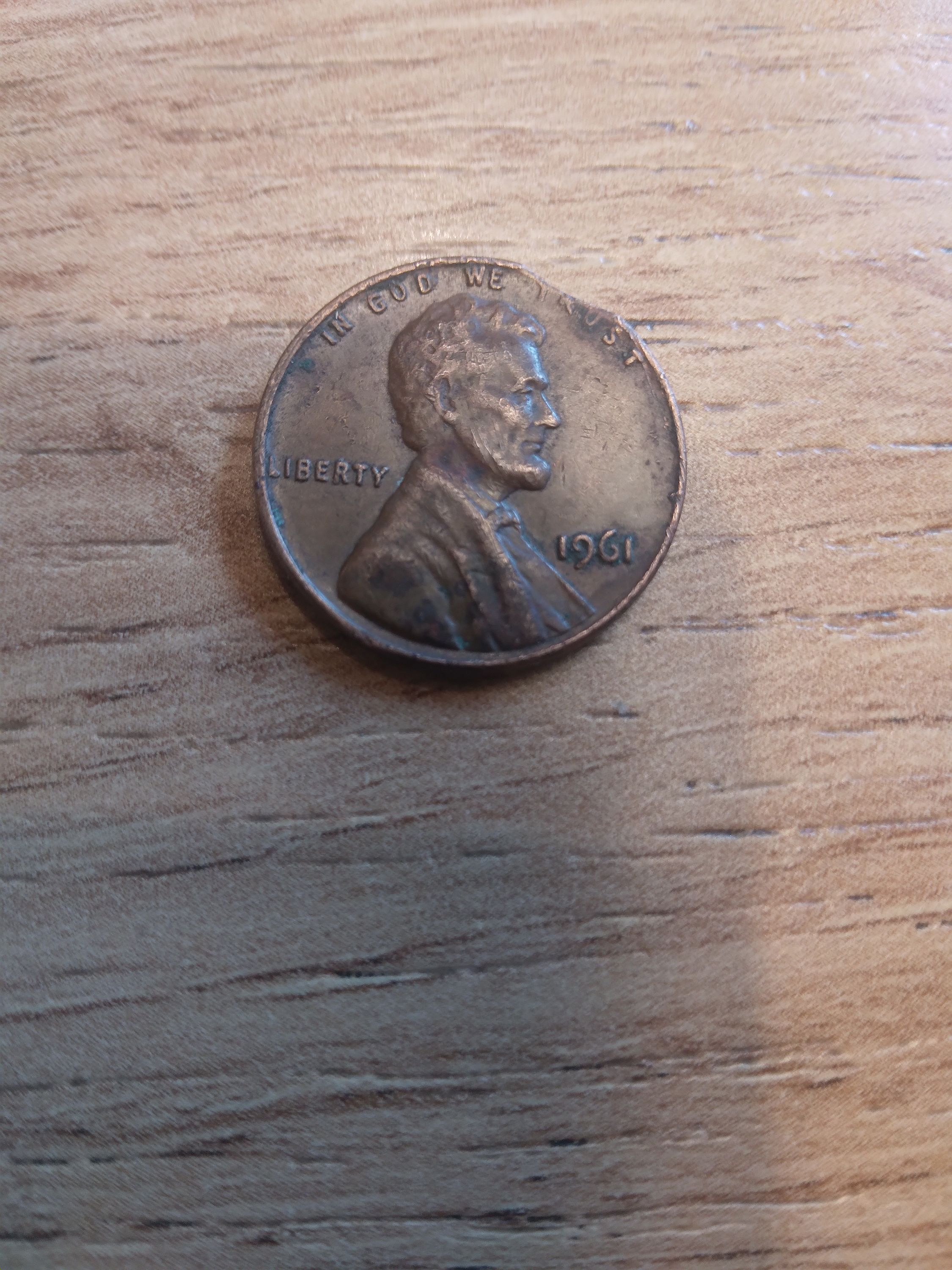 CLIPPED PLANCHET: CIRCULATED 1961 LINCOLN MEMORIAL PENNY PHILADELPHIA ...