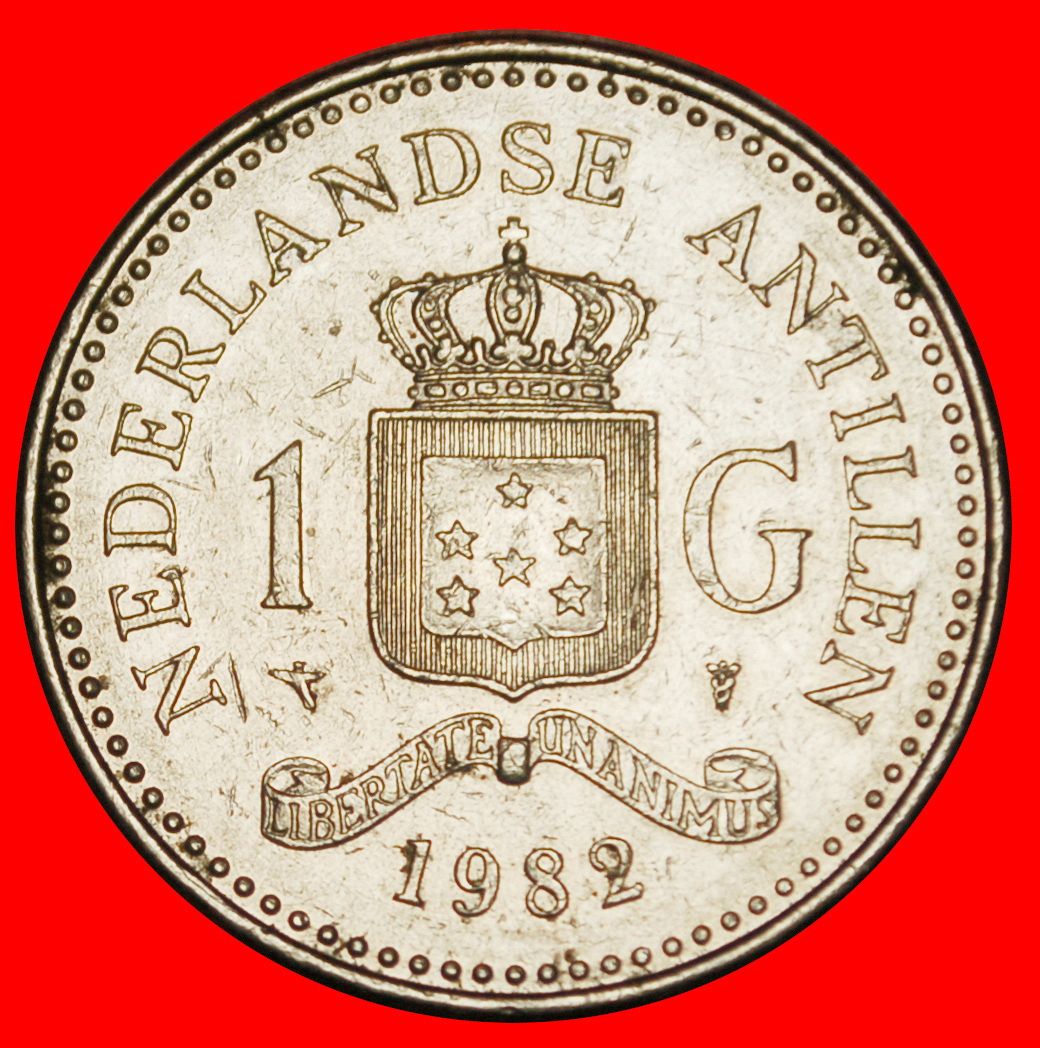 WITH ARUBA (1980-1985): NETHERLANDS ANTILLES ★ 1 GULDEN 1982! BEATRIX ...