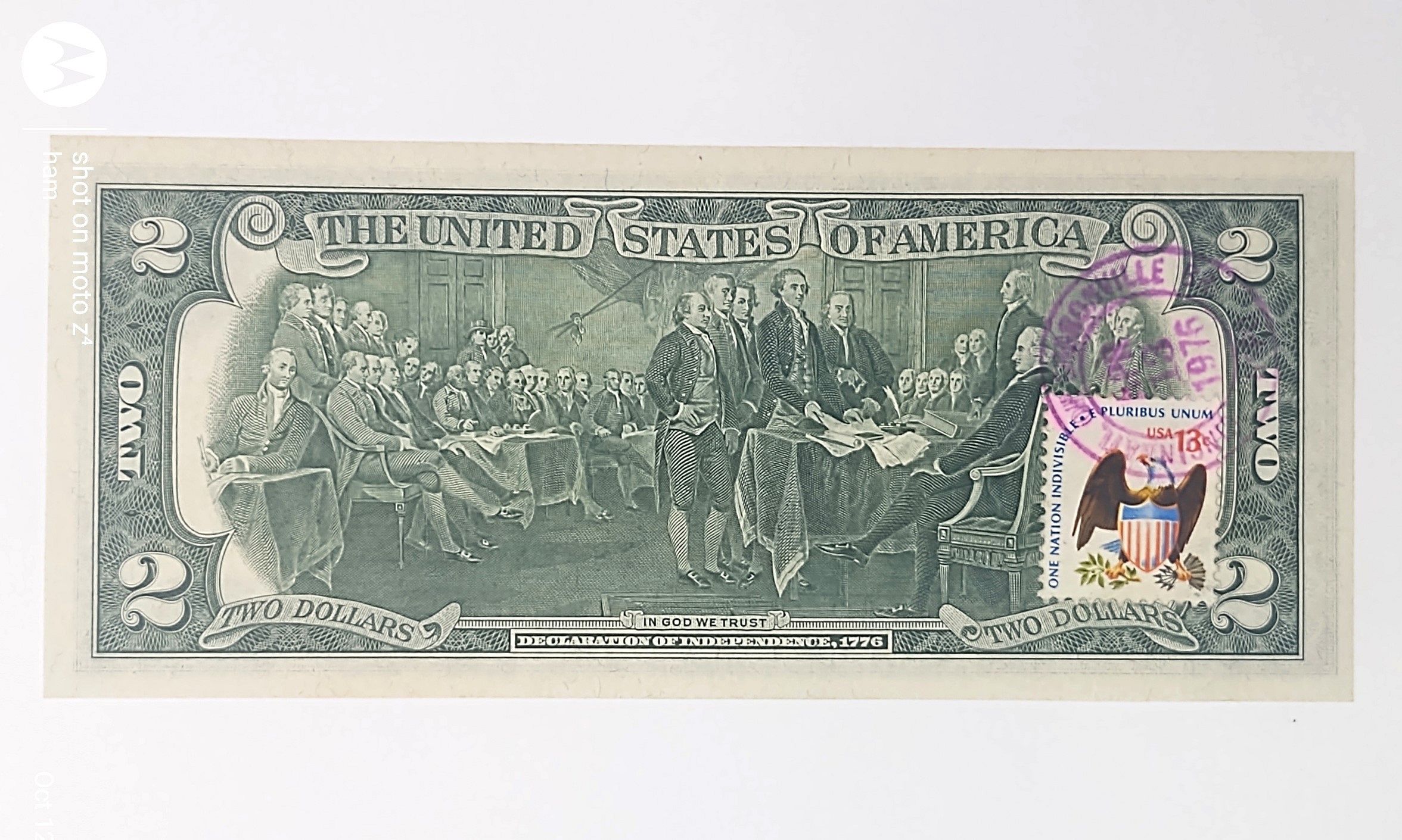 1976 Two Dollar Bill 1st day of issue, Post Marked, Uncirculated - For ...