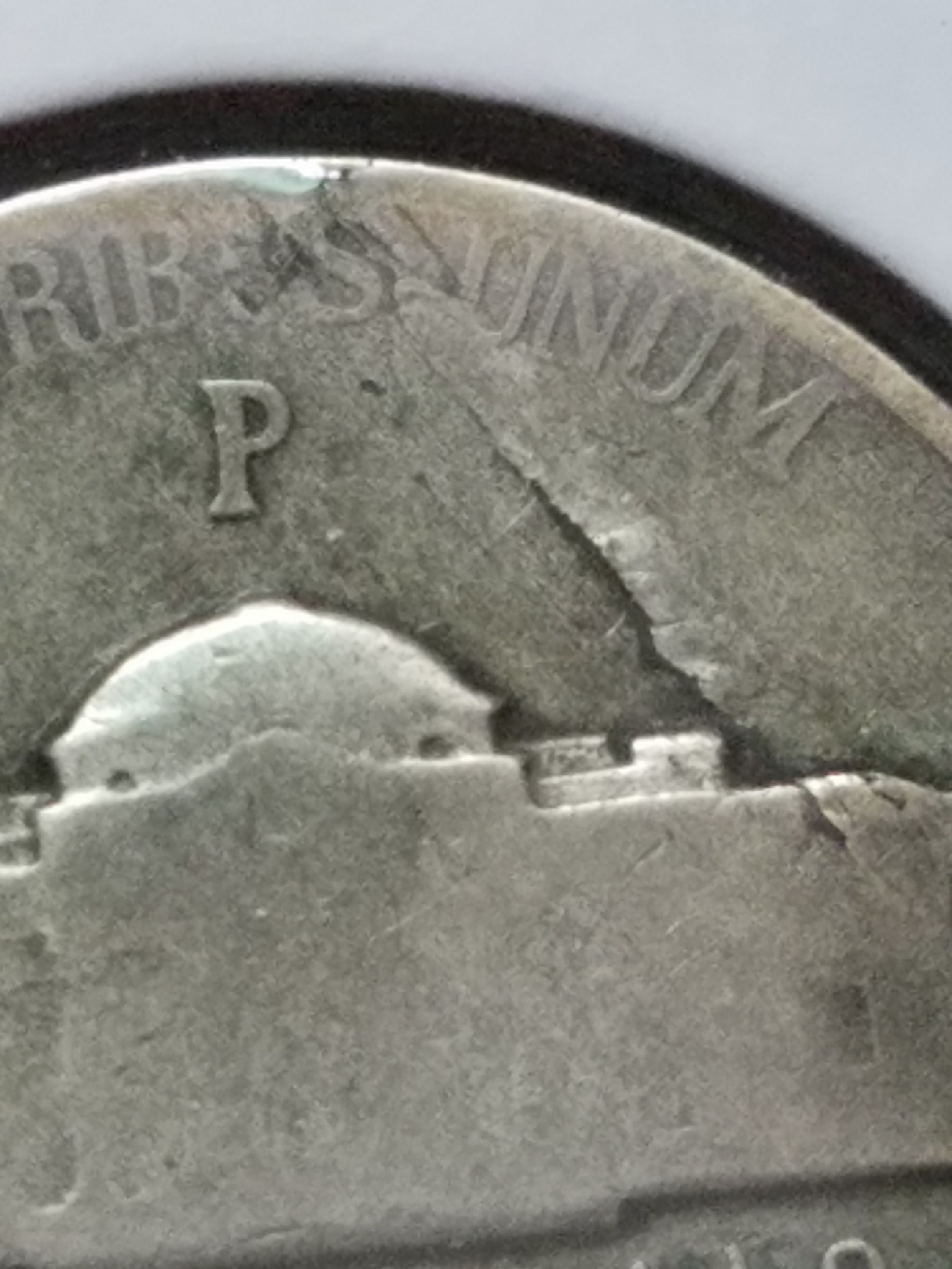 1943 P Jefferson Nickel Silver 35% Delamination Error World War 2 WW2 ...
