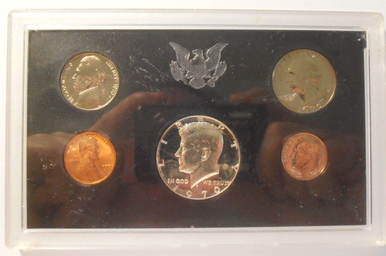 1970 S Small Date Lincoln Cent AND 40% Silver Kennedy half in a PROOF ...