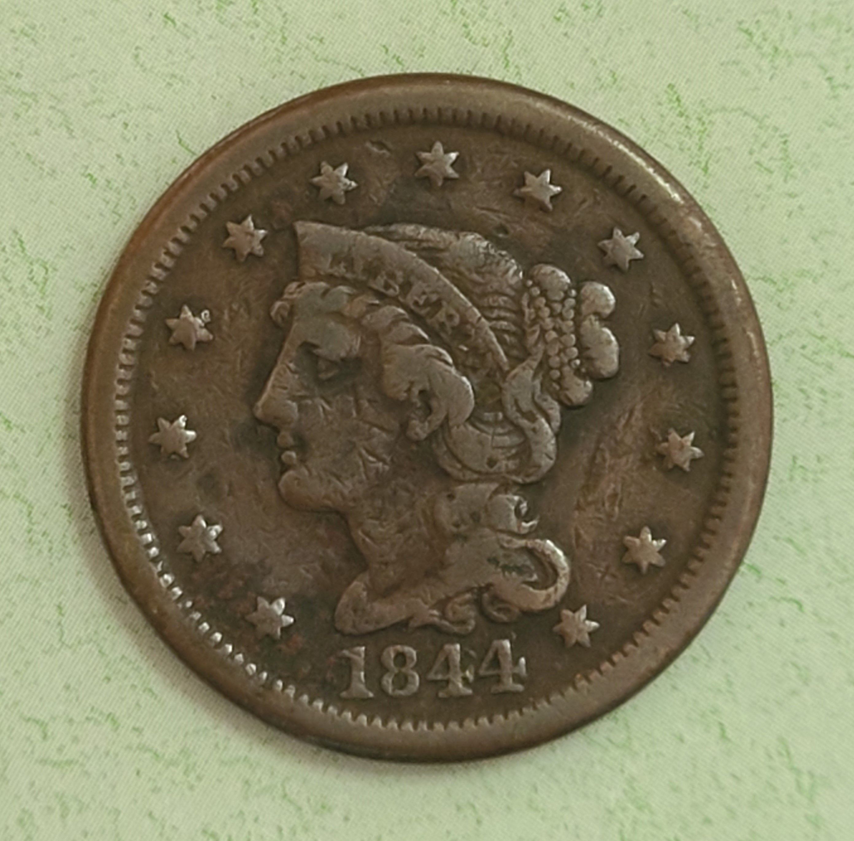 1844/81 Braided Hair Large Cent Very Good-10 - For Sale, Buy Now Online ...
