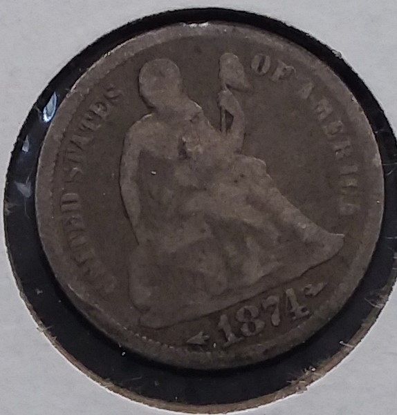 1874 Seated Liberty Dime - For Sale, Buy Now Online - Item #856613