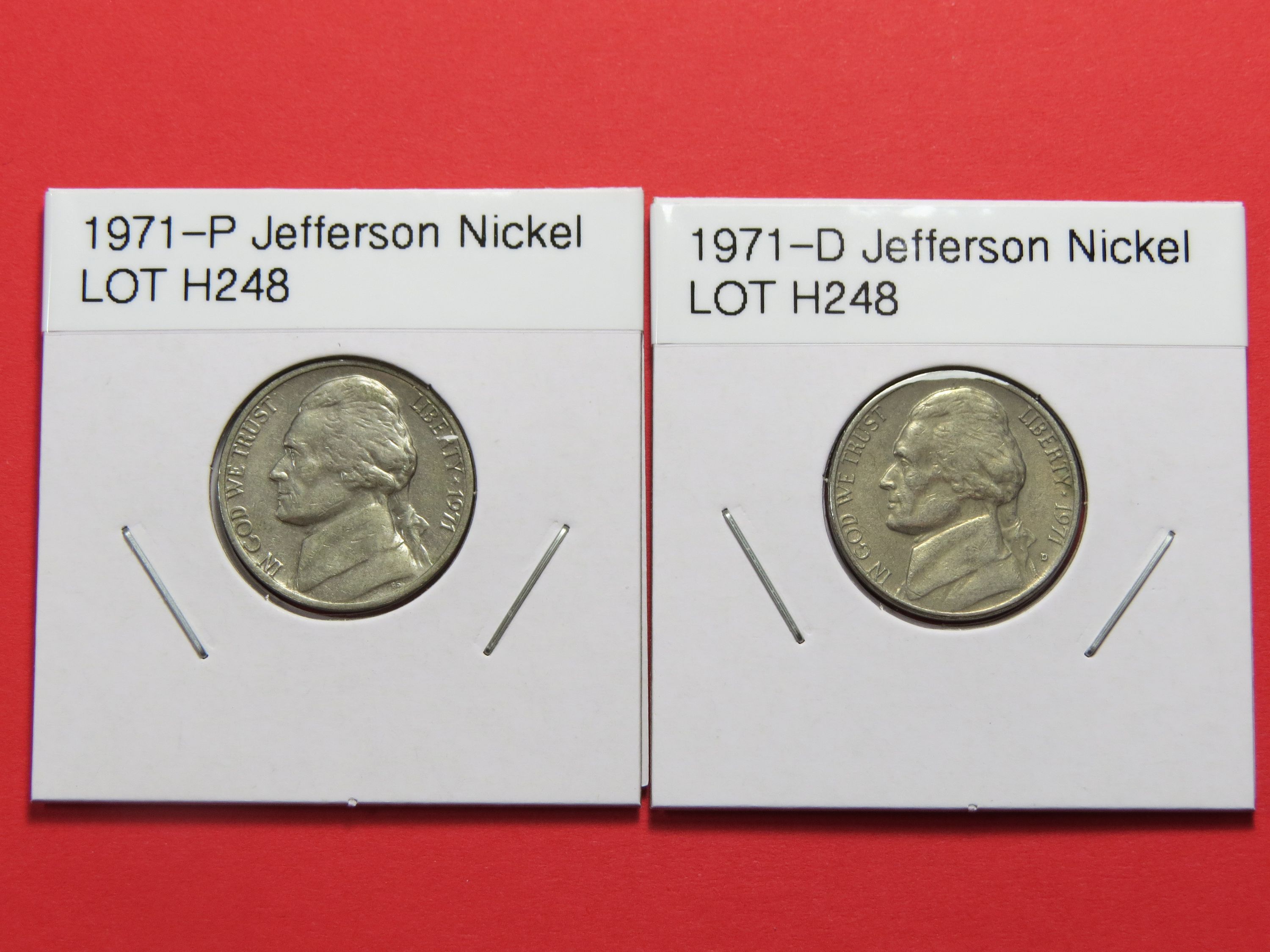 1971-P & 1971-D JEFFERSON NICKELS ~ (LOT OF 2 COINS) ~ LOT H248 - For ...