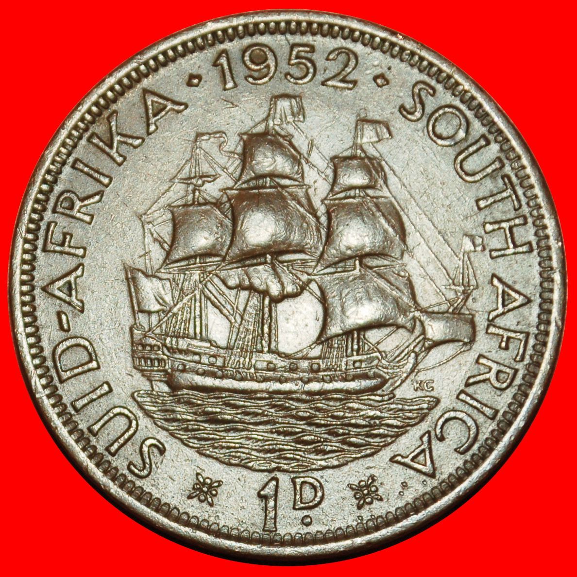 NO INDIA (1948-1952): SOUTH AFRICA ★ 1 PENNY 1952 SHIP! GEORGE VI (1937 ...