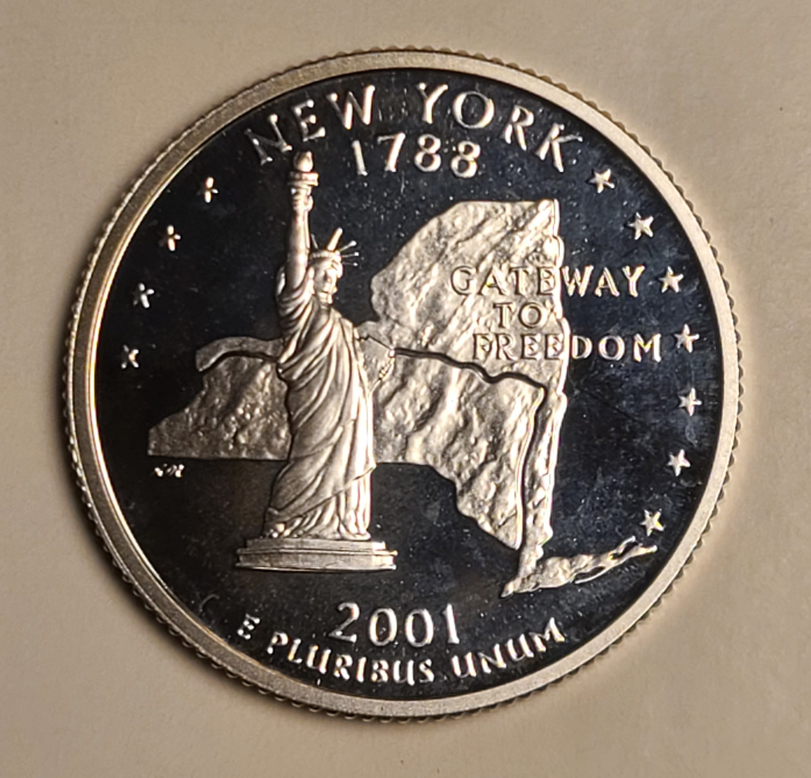 Statehood Quarter 2001-S New York SILVER Proof-64 (Near Gem) - For Sale ...