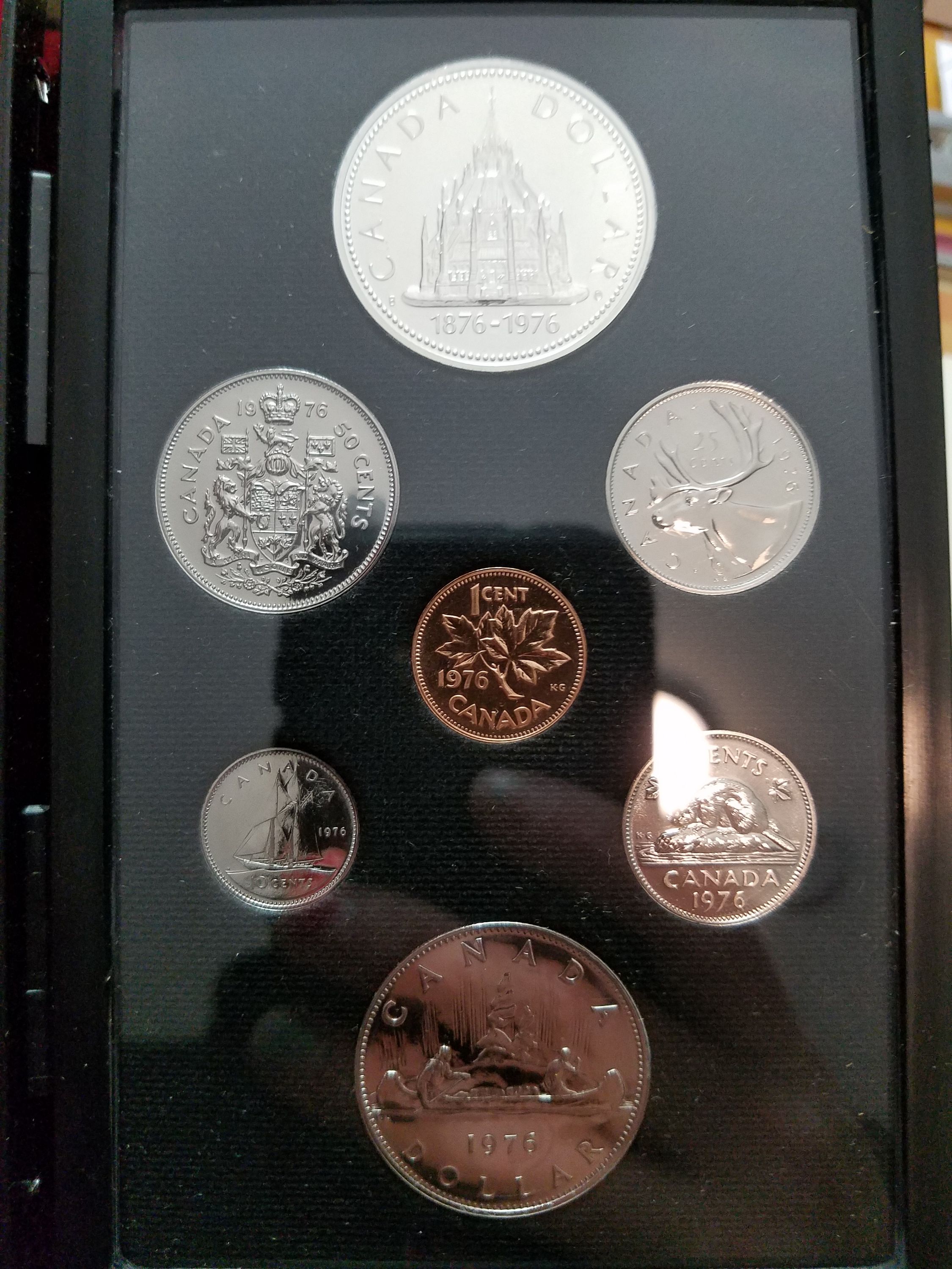 1976 Royal Canadian Proof Mint Set Library of Parliament Silver 7 Coins ...