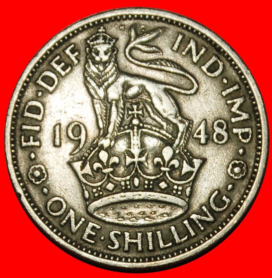 ENGLISH CREST (1947-1948): GREAT BRITAIN ★ 1 SHILLING 1948 WITH INDIA ...