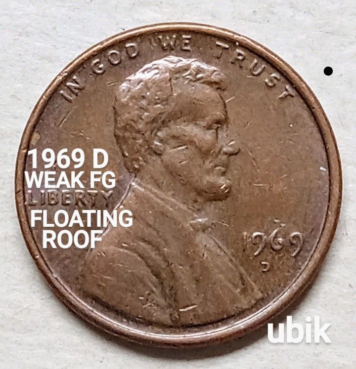 1969 D Lincoln Memorial Cent Penny • Floating Roof/Weak FG • BN • VF ...