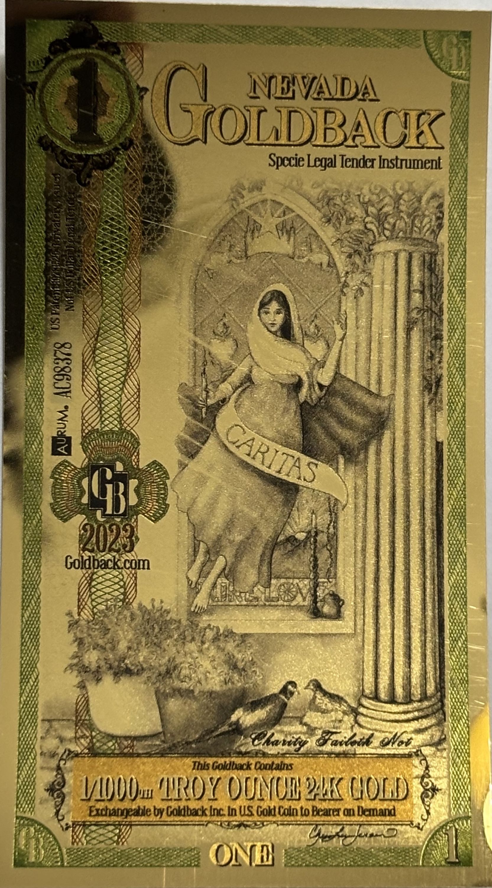 2023 Nevada 1 Gold Back For Sale Buy Now Online Item 873524