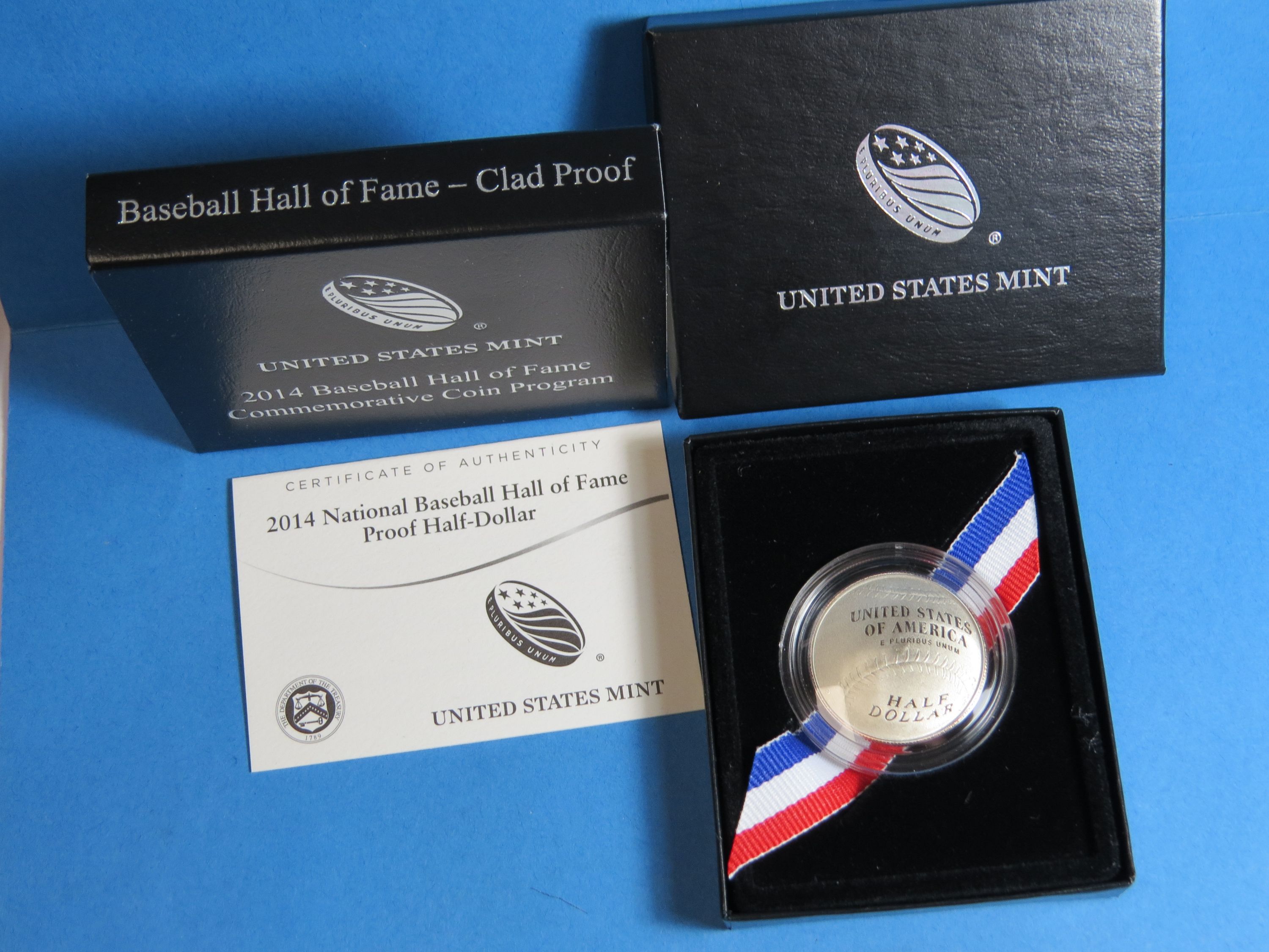 2014-S BASEBALL HALL OF FAME CLAD HALF DOLLARS UNCIRCULATED PROOF COIN ...