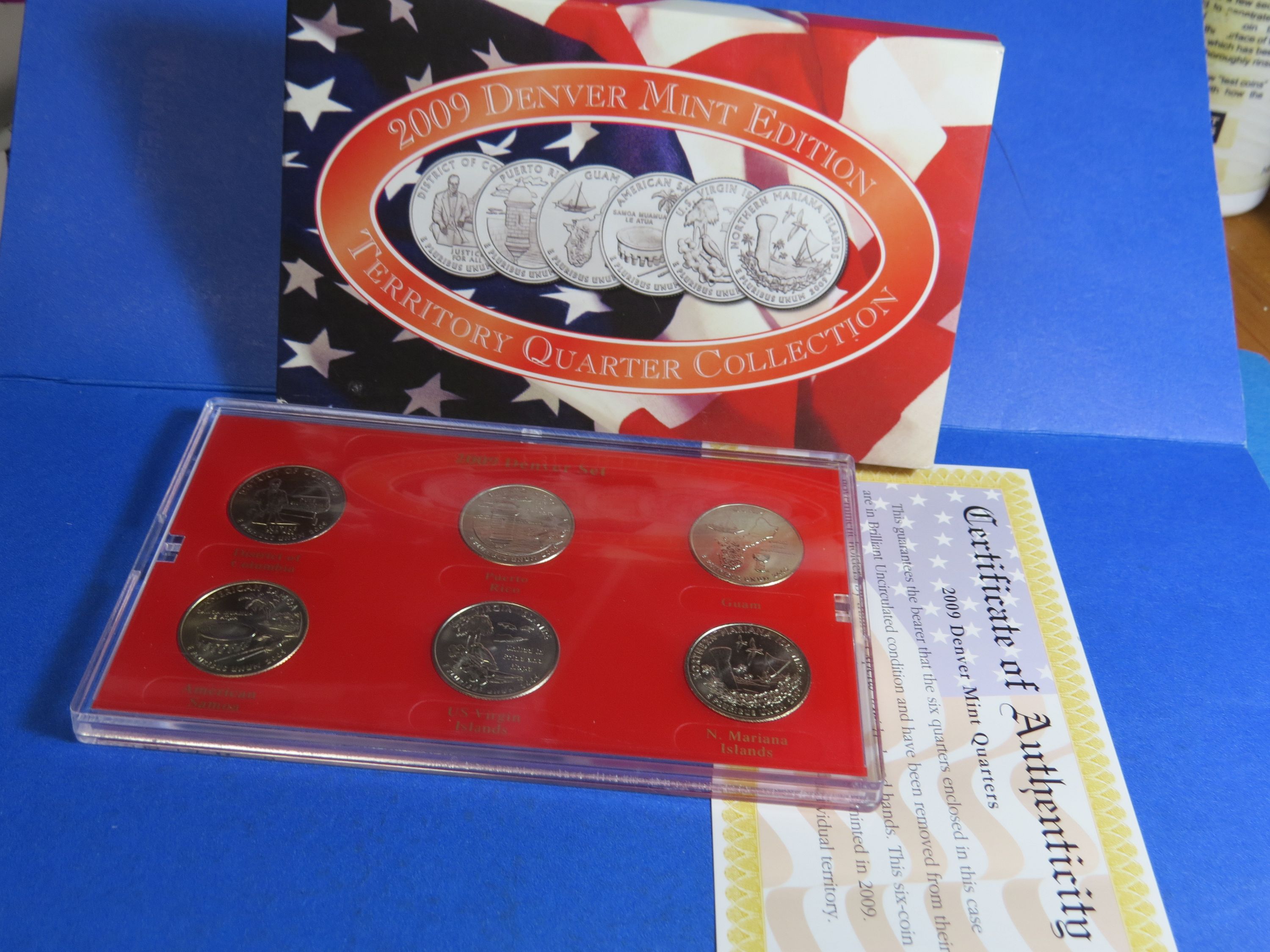 2009-D U.S. TERRITORIES QUARTER SET OF ALL 6 QUARTERS - UNC. IN BOX ...