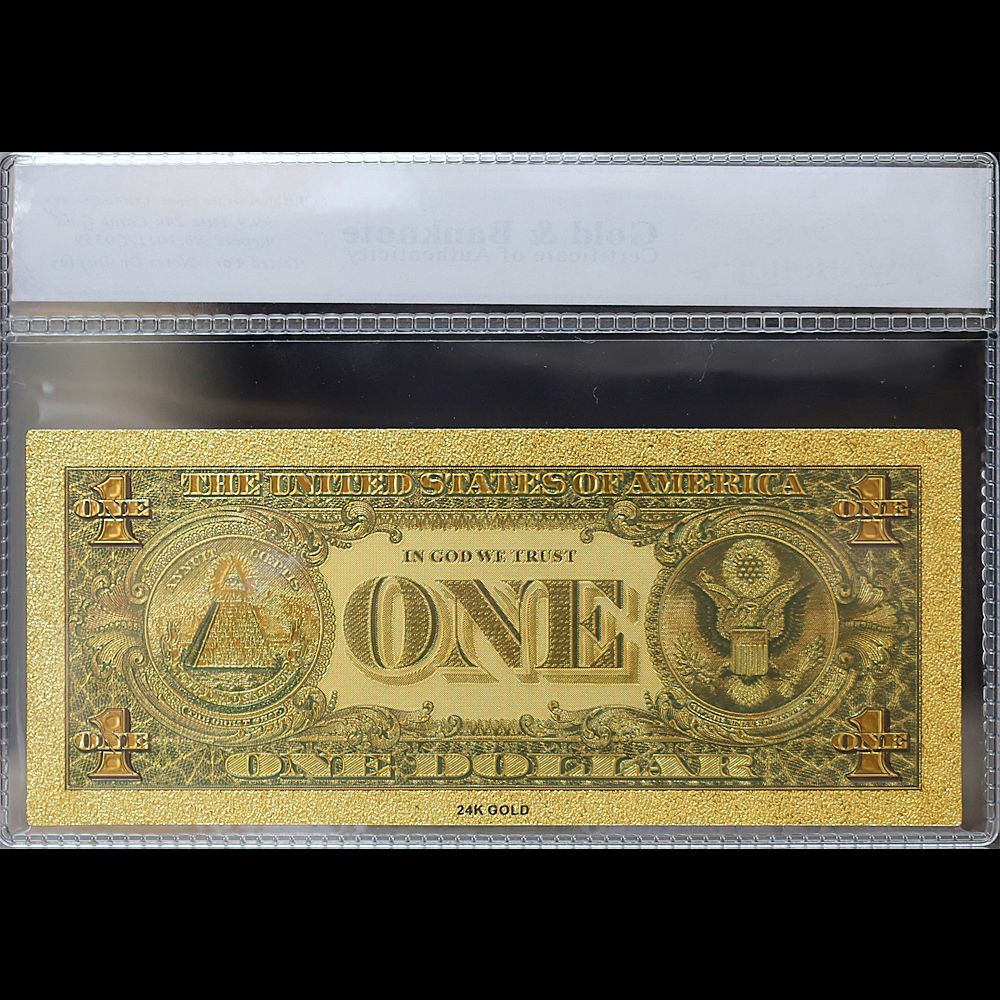 100mg 24K Gold 2003 $1 One Dollar Bill Federal Reserve Banknote with ...