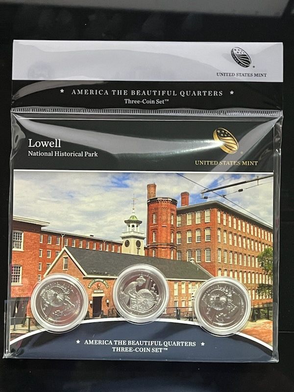 2019-S Lowell National Historical Park - 3 Coin Quarter Set P,D,&S ...