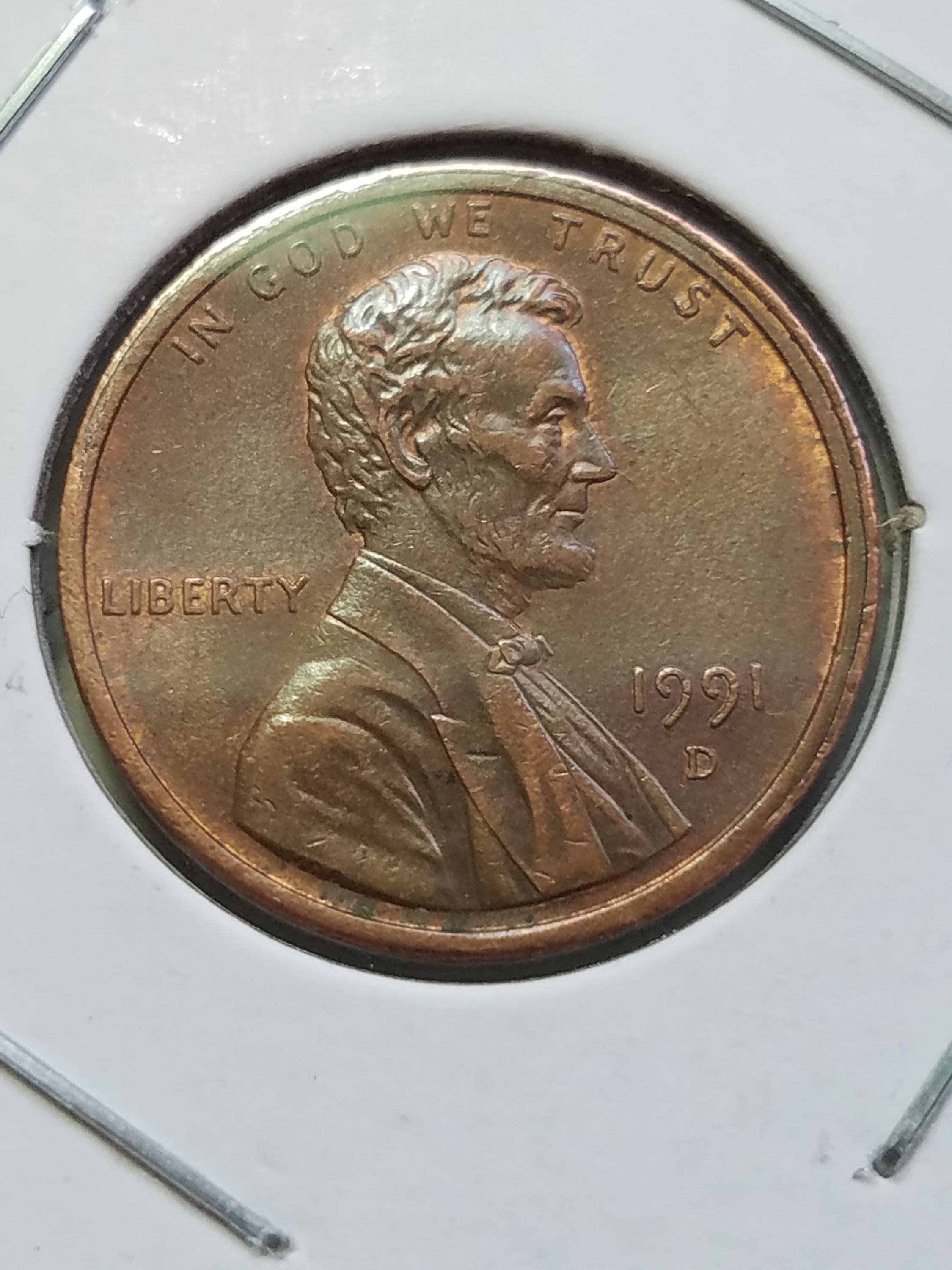 1991 D Lincoln Memorial Cent Penny Double Finning - For Sale, Buy Now ...